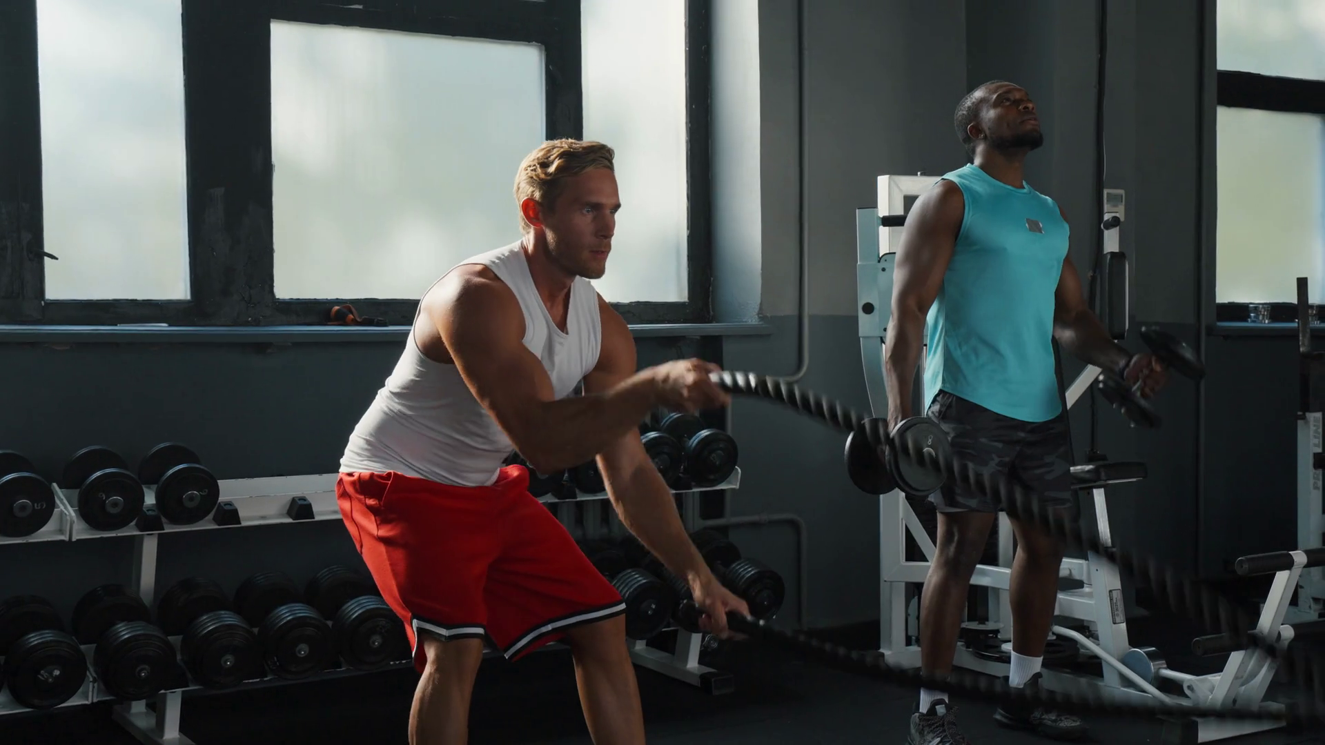 Athletes Of Different Races Train Arms With Stock Footage SBV-348623581 ...