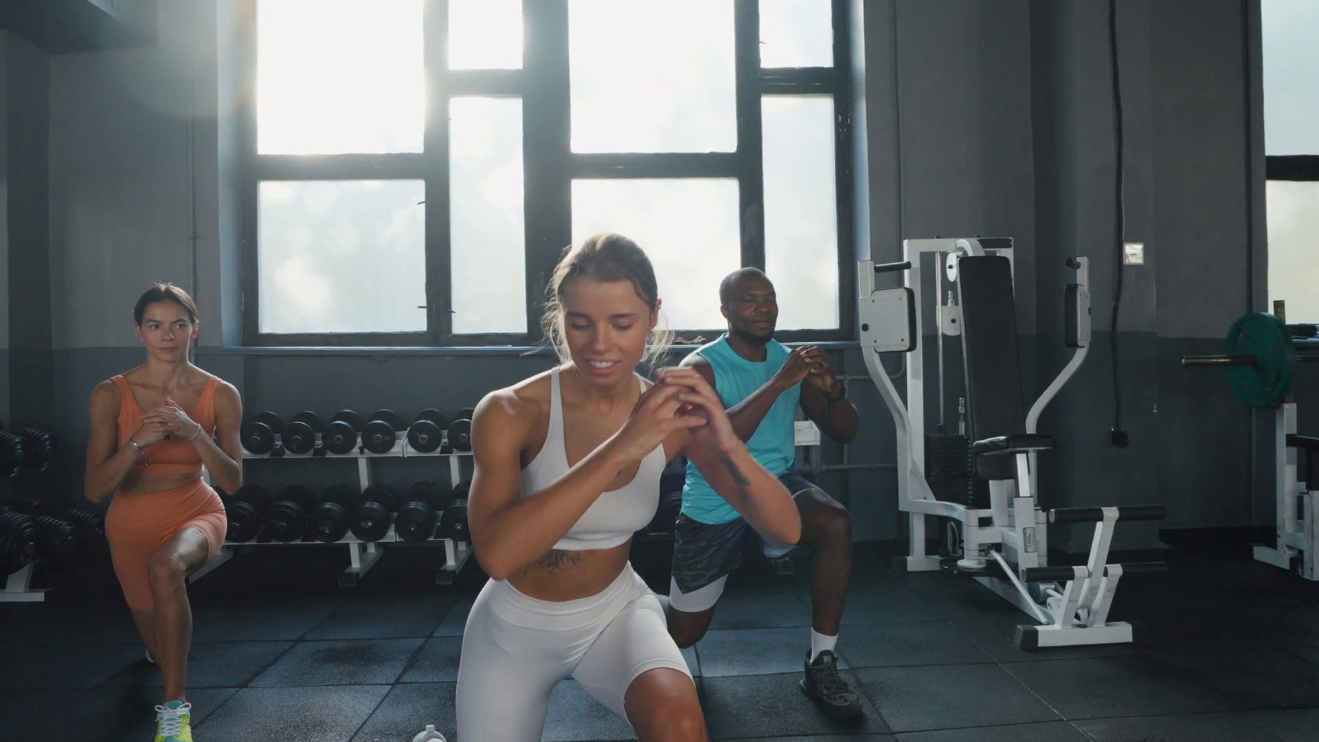 Athletes Perform Aerobic Exercises With Stock Footage SBV-348623629 ...