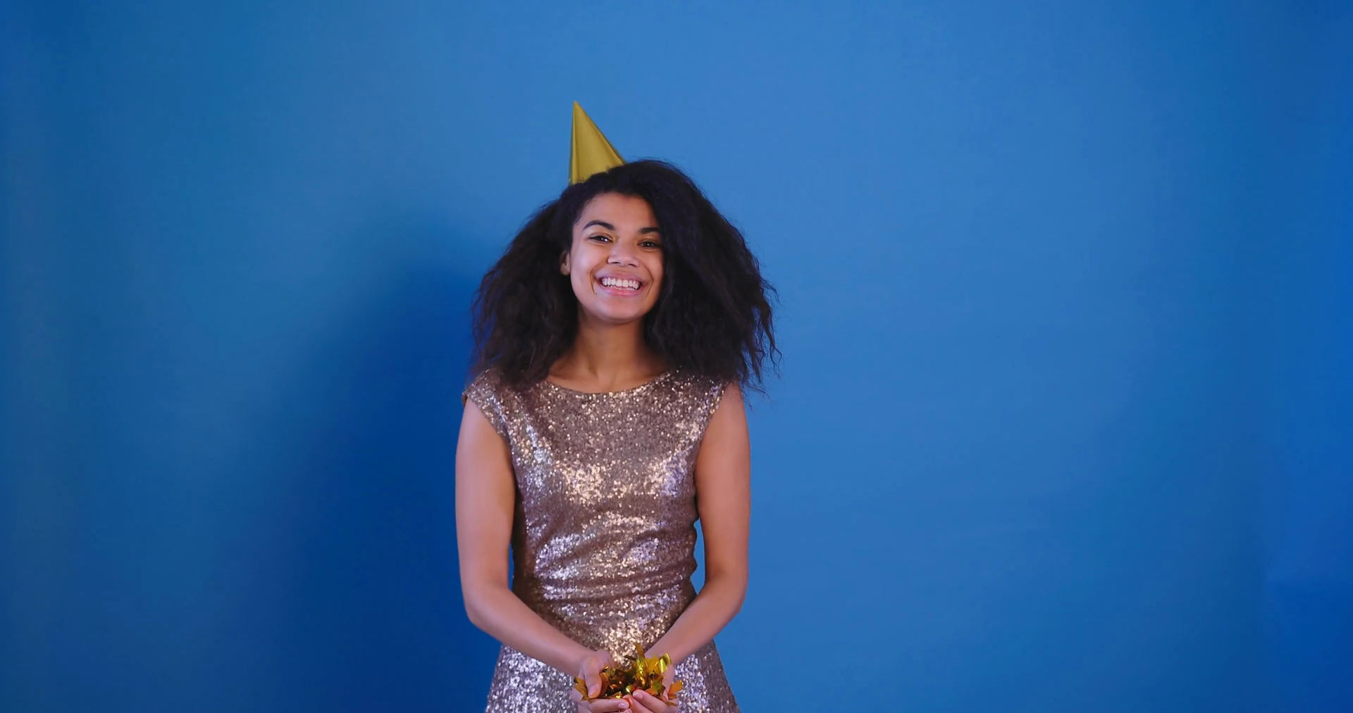 Elegant Woman With Curly Hair Dancing In Stock Footage SBV-338242431 ...