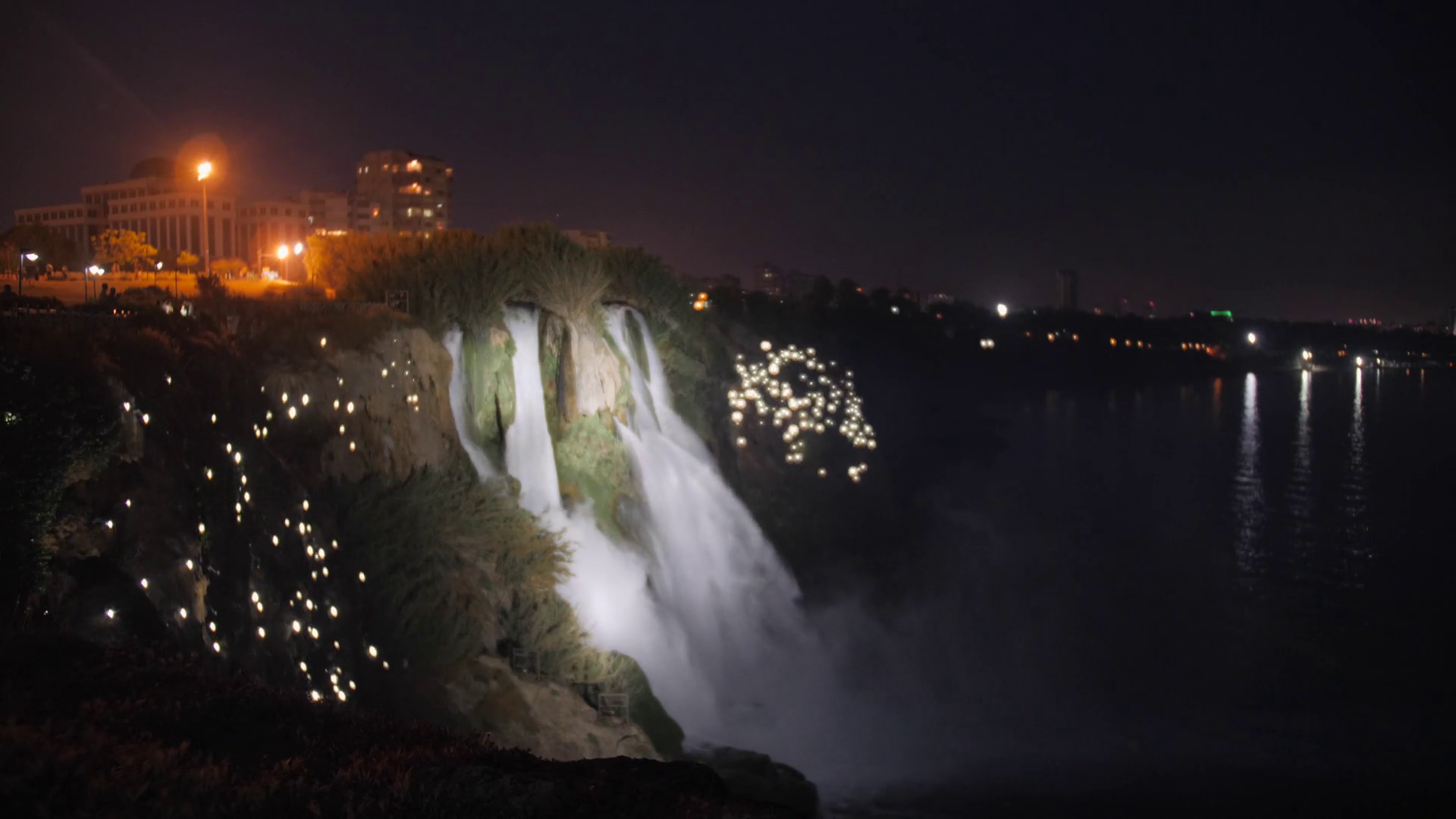 Duden Waterfall At Night In Antalya Turkey Stock Footage SBV-335426876 ...