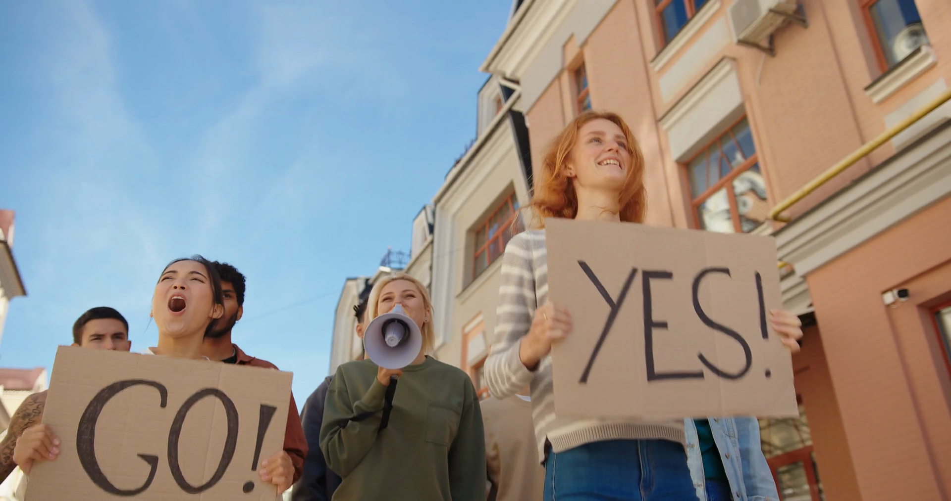 Happy Protesters With Go Yes Placards Stock Footage SBV-338723360 ...