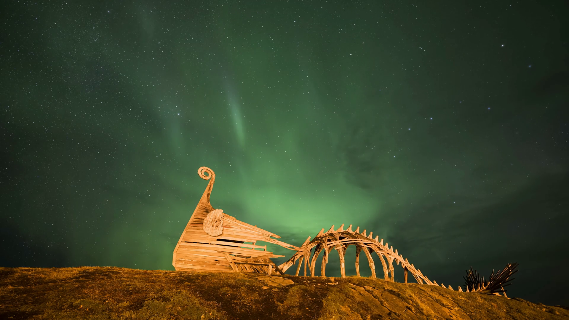 Vardo Norway: Northern Lights With Wooden Stock Footage SBV-348372714 ...
