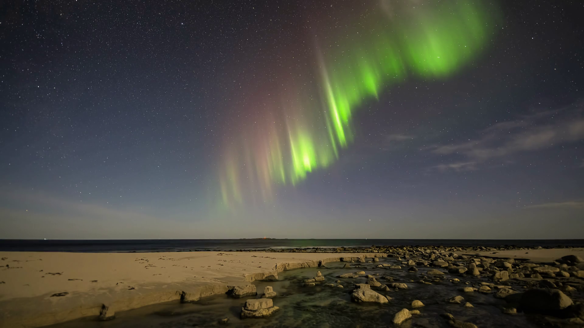 Rays Of Northern Lights On Beach Stock Footage SBV-348488755 - Storyblocks