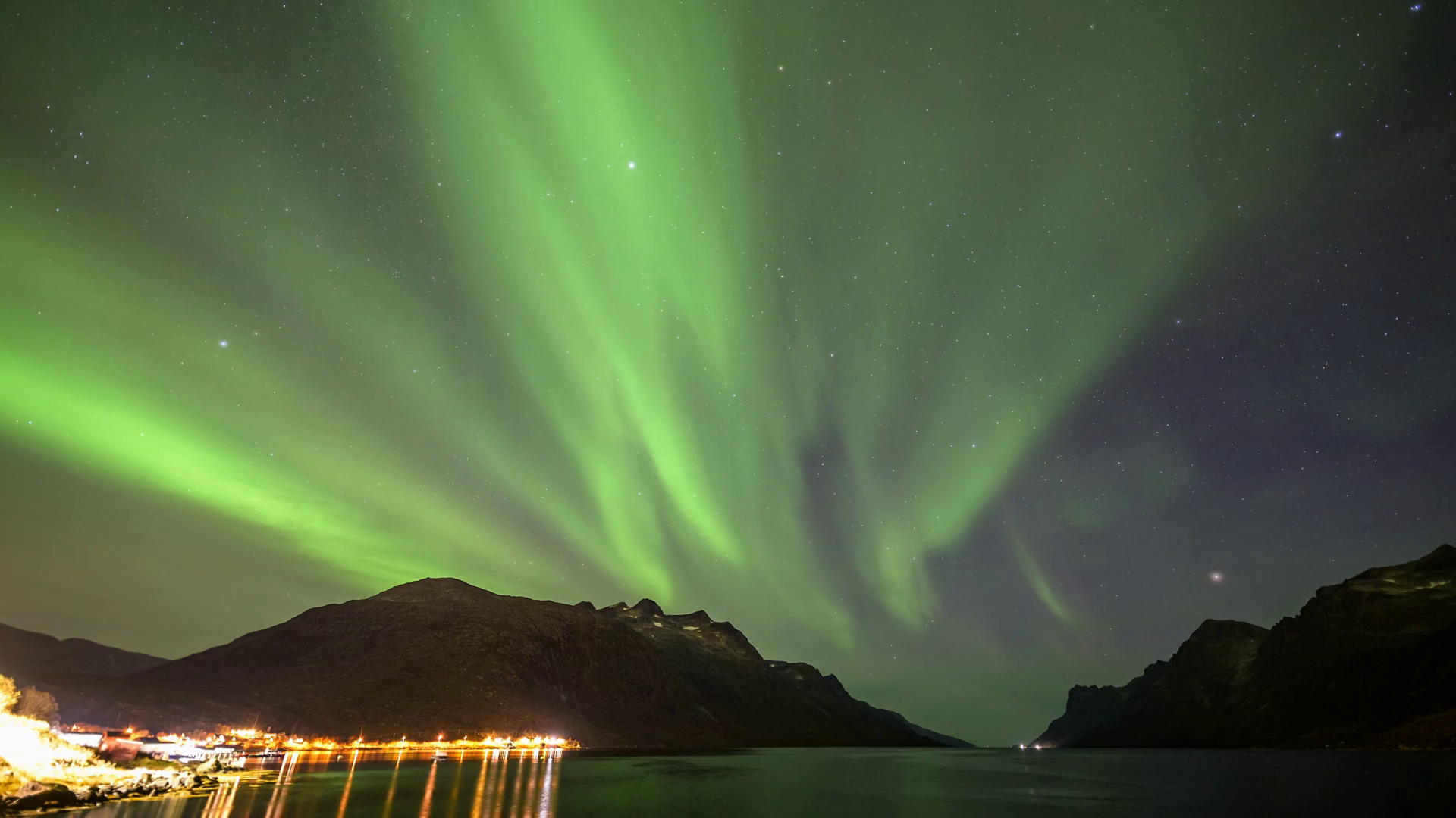Aurora Dancing Over Fjord Stock Footage SBV-348489026 - Storyblocks