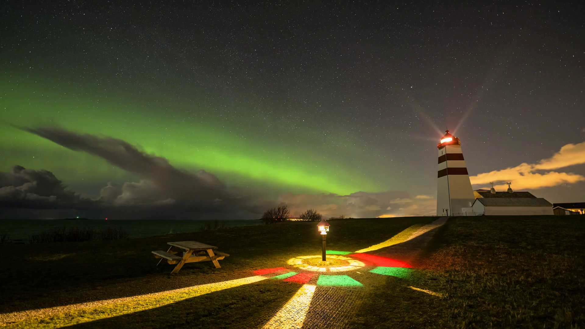 Colorful Lighthouse With Aurora Borealis Stock Footage SBV-348507269 ...