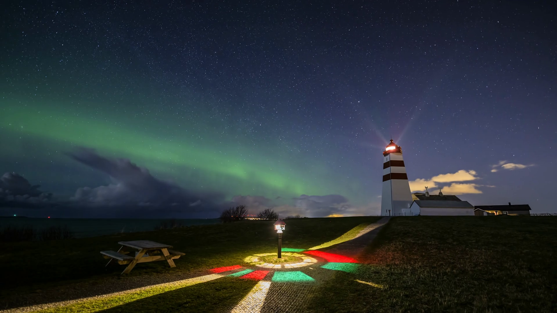 Lighthouse With Aurora Borealis Night Sky Stock Footage SBV-348507046 ...