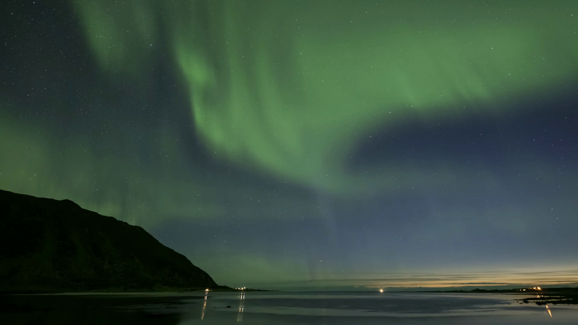 Diffuse Aurora Over Lofoten Coast Stock Footage SBV-348507693 - Storyblocks