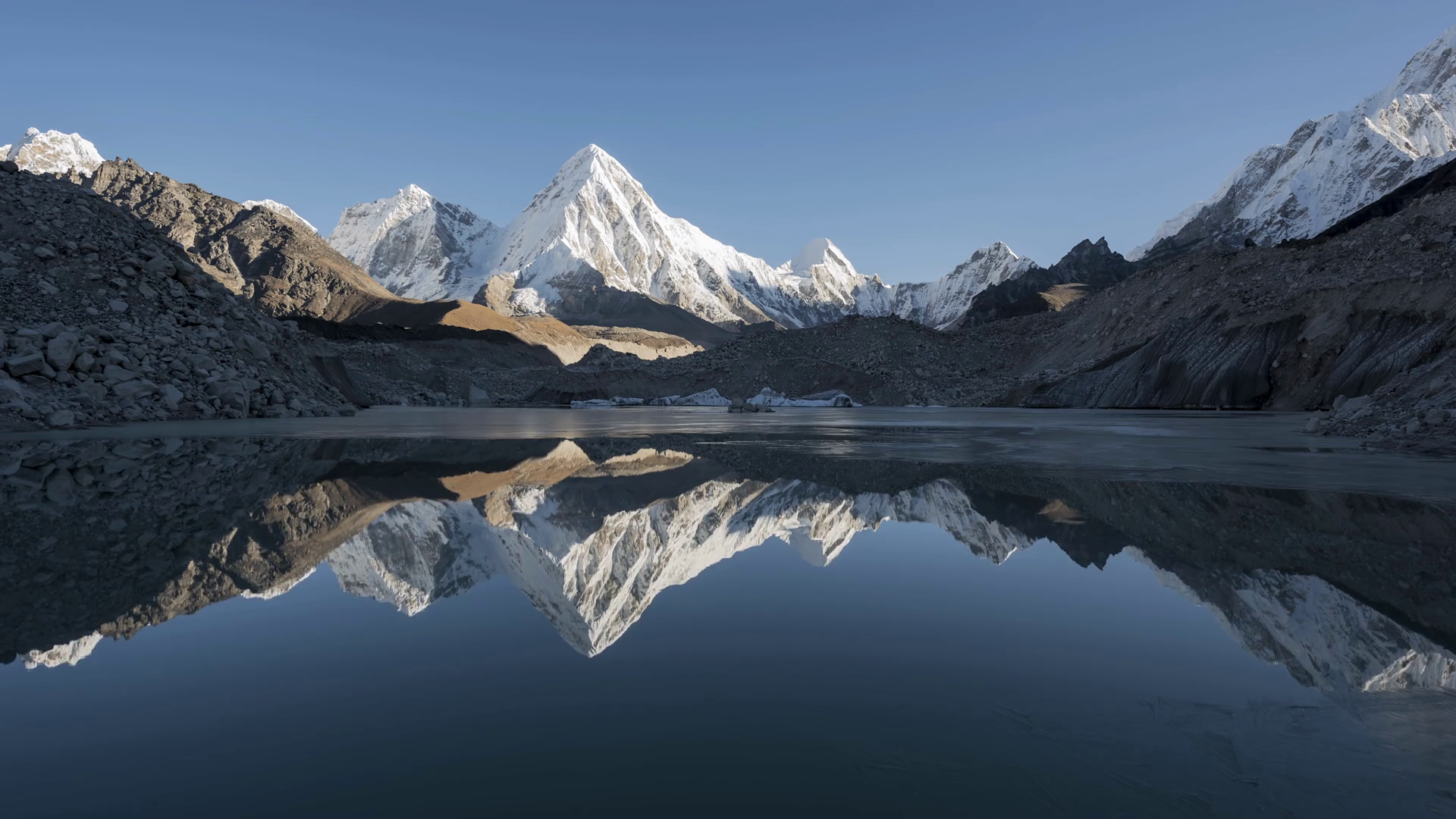 Sunrise Inside Khumbu Glacier Lake Stock Footage SBV-337987706 ...