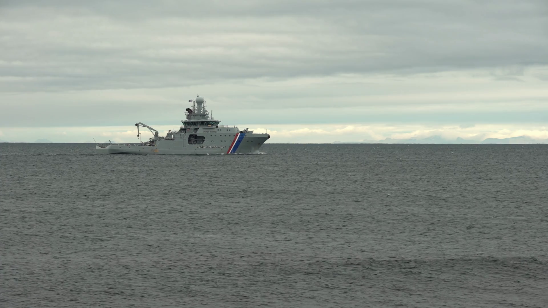 Icelandic Coast Guard Ship Sailing Under Stock Footage SBV-348366739 ...