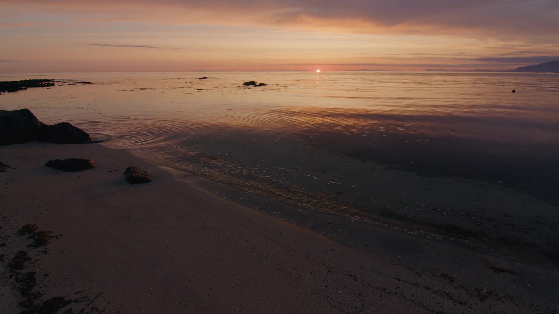 Midnight Sun Disappearing On Horizon Calm Stock Footage SBV-348261176 ...