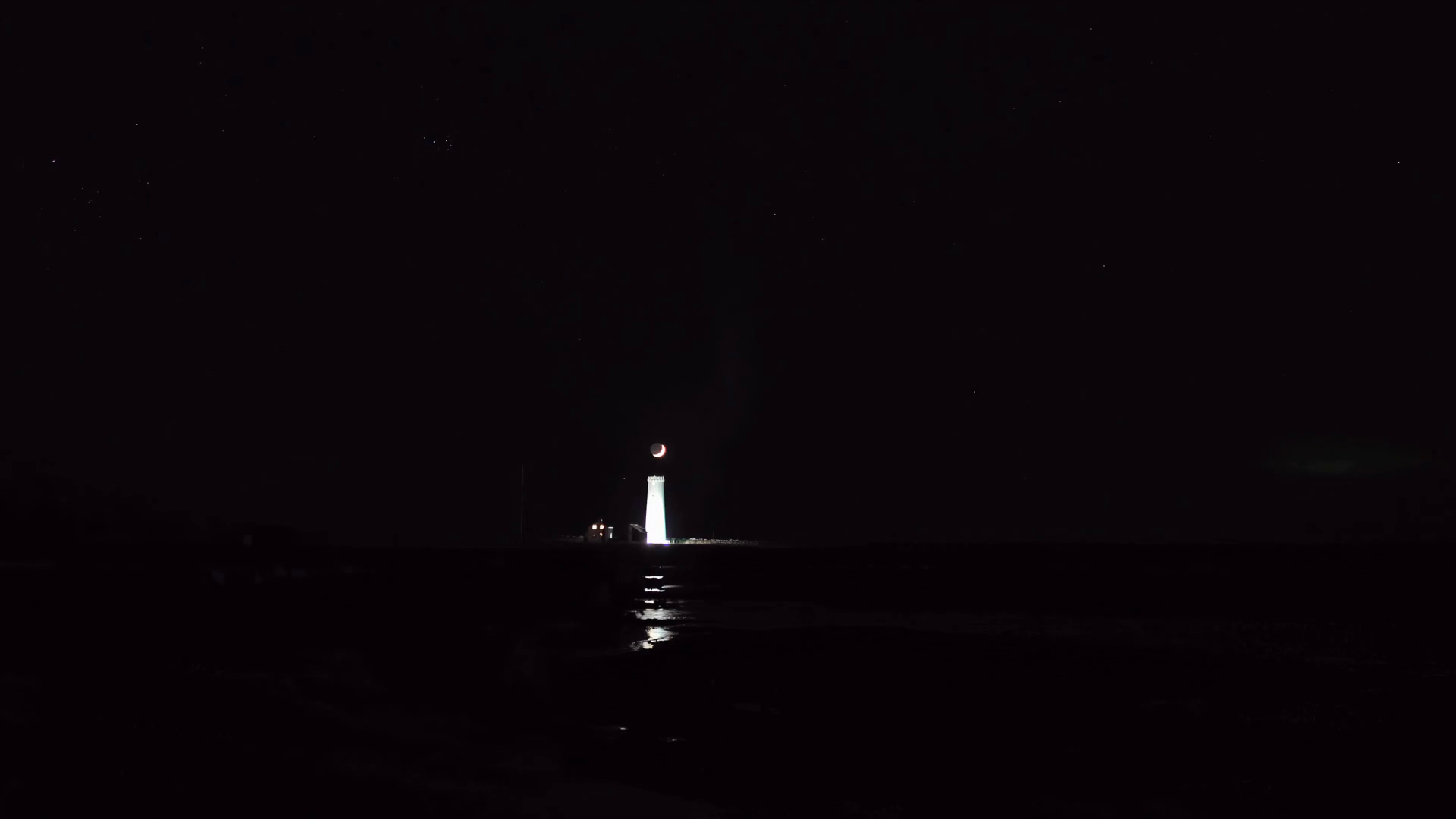 Crescent Moon Over Grotta Lighthouse Dark Stock Footage SBV-348690328 ...