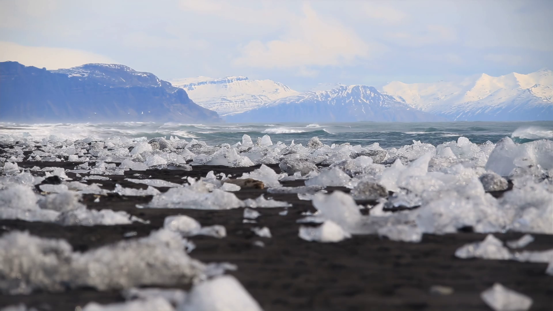 Sea Ice Scattered On Black Sand Diamond Stock Footage SBV-348690214 ...