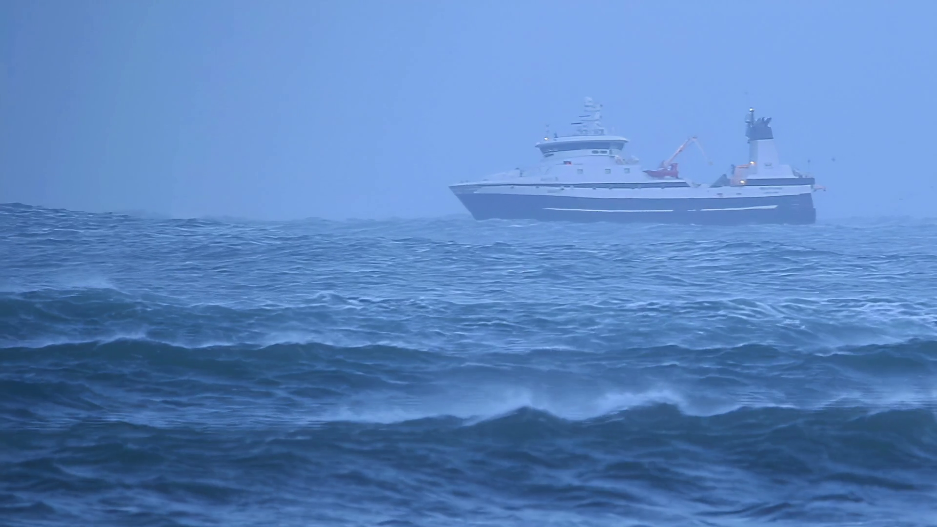 Fishing Trawler In Heavy Storm Ocean Waves Stock Footage SBV-348690191 ...