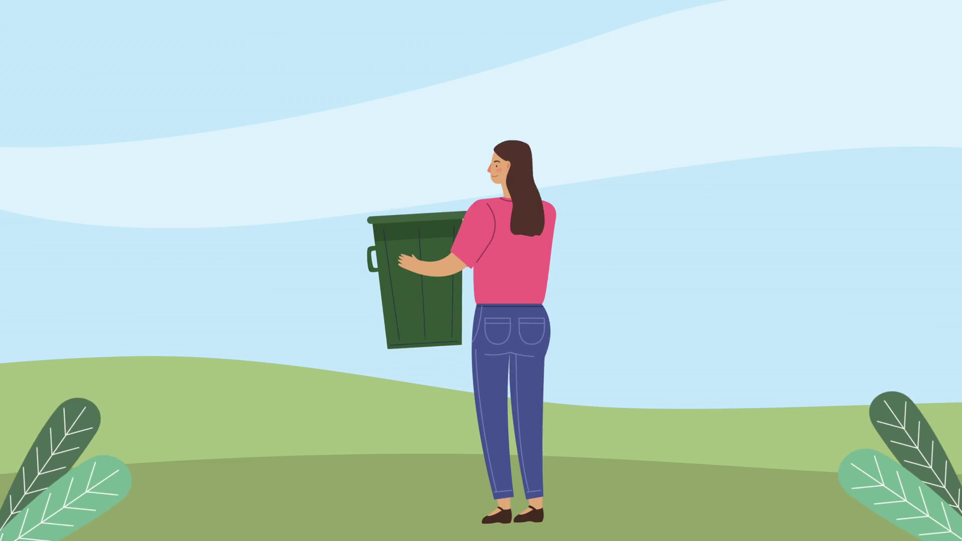 Female Ecologist With Garbage Bin Animation Stock Motion Graphics SBV ...