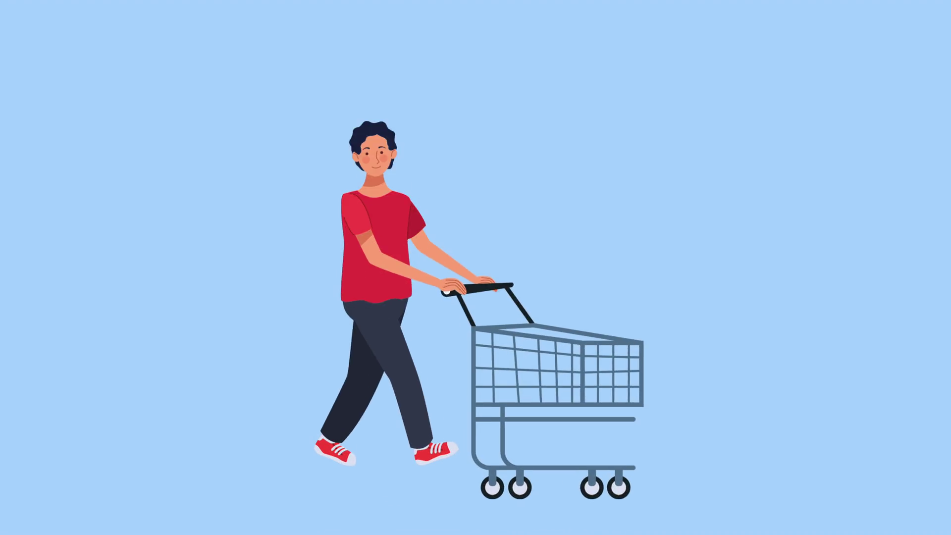 Man With Shopping Cart Market Animation Stock Motion Graphics SBV ...