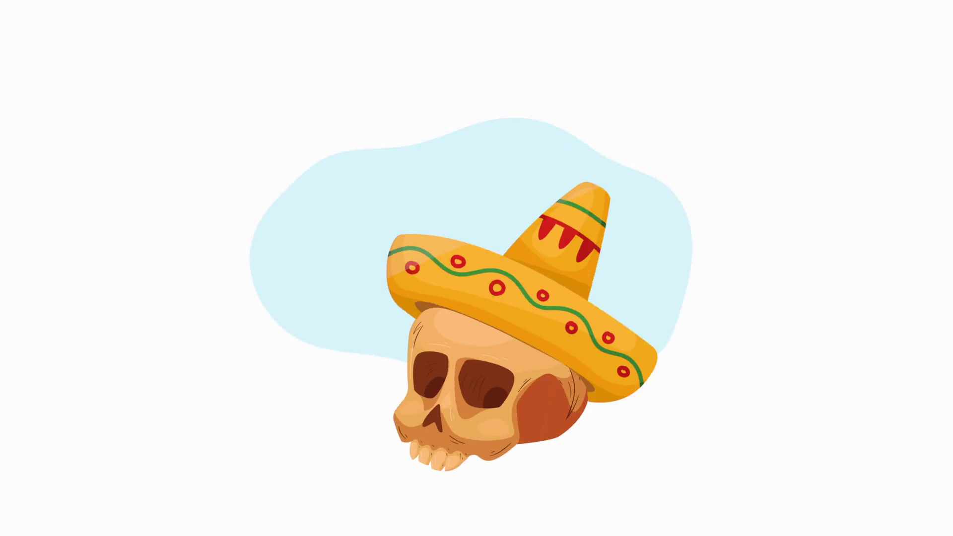 Mexican Skull Wearing Hat Animation Stock Footage SBV-347778370 ...