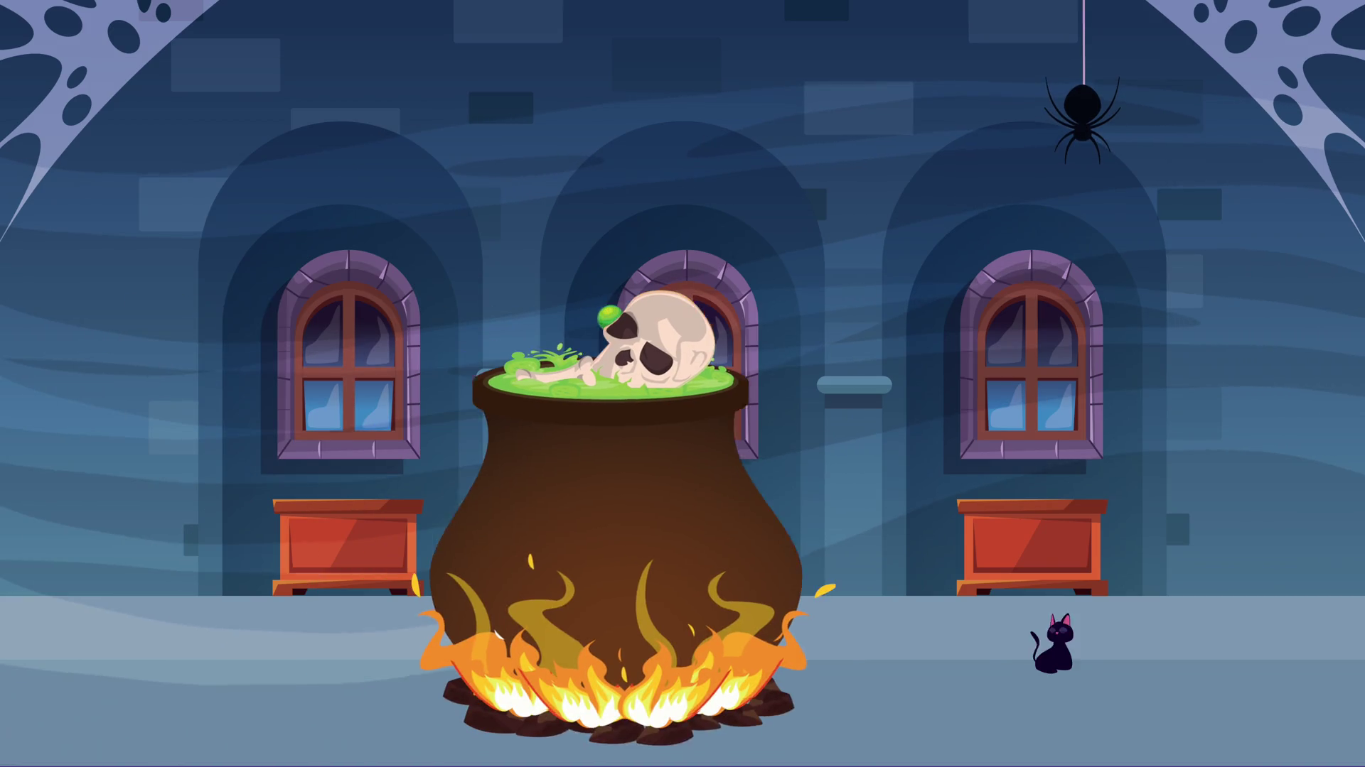 Happy Halloween Animated Scene With Witch Stock Footage SBV-338655229 ...