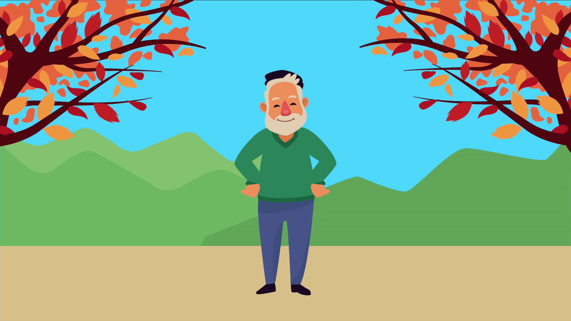 Old Man In Autumn Landscape Scene Animation Stock Footage SBV-338703933 ...