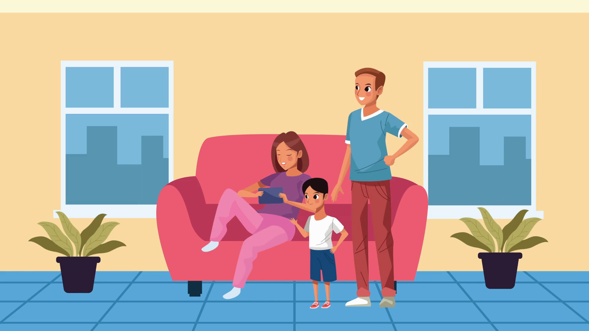 Parents Son In Livingroom Characters Stay At Stock Footage SBV ...