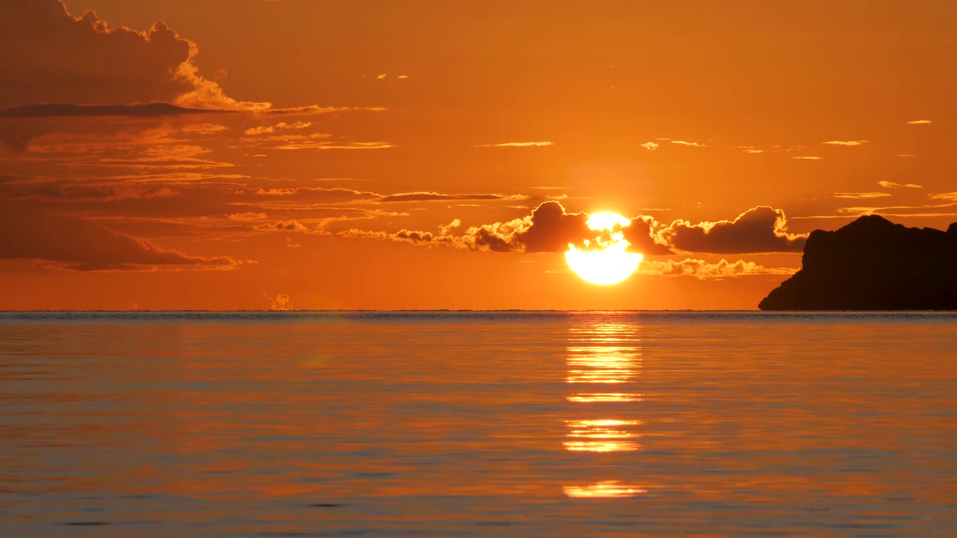 Big Bright Orange Sun Sets Over Sea Natural Stock Footage SBV-346994553 ...