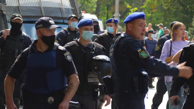 Police Officers Standing In Formation Stock Footage: Royalty-Free Video ...