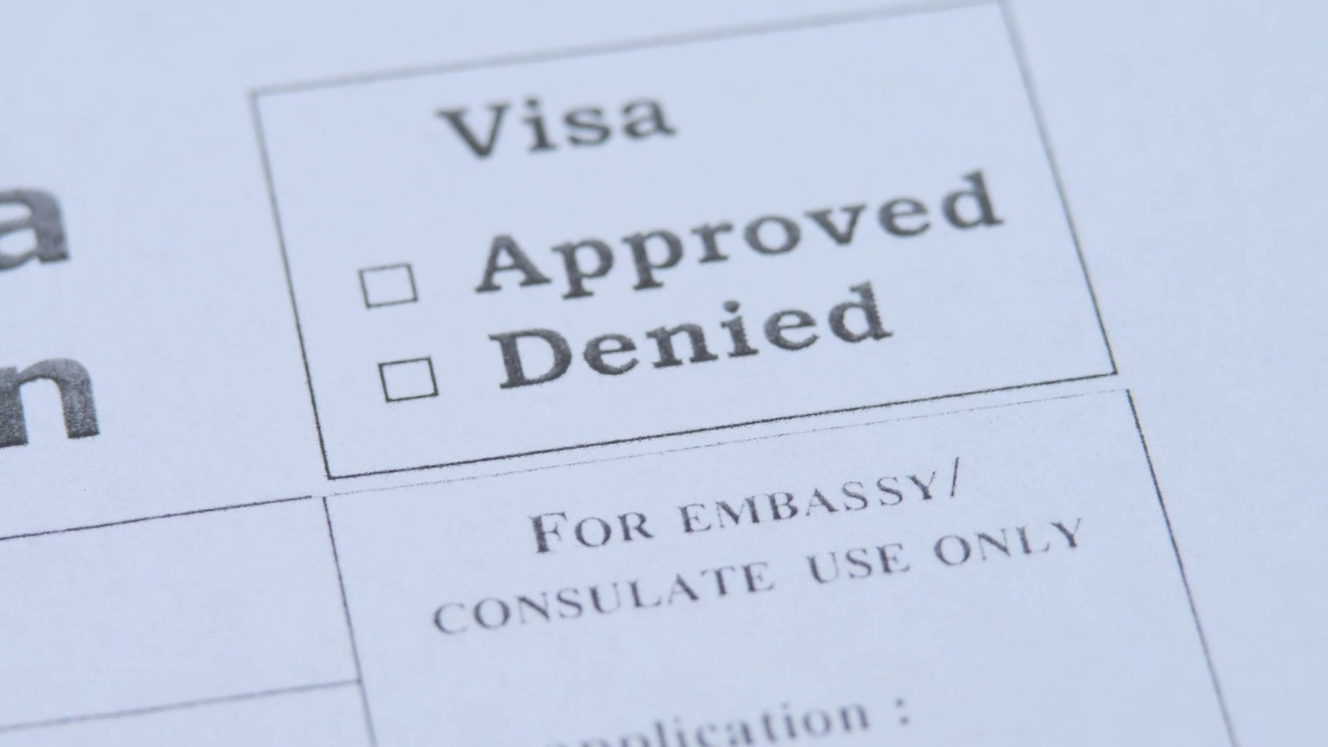 Stamping approved visa decision. Paper application form to travel or ...