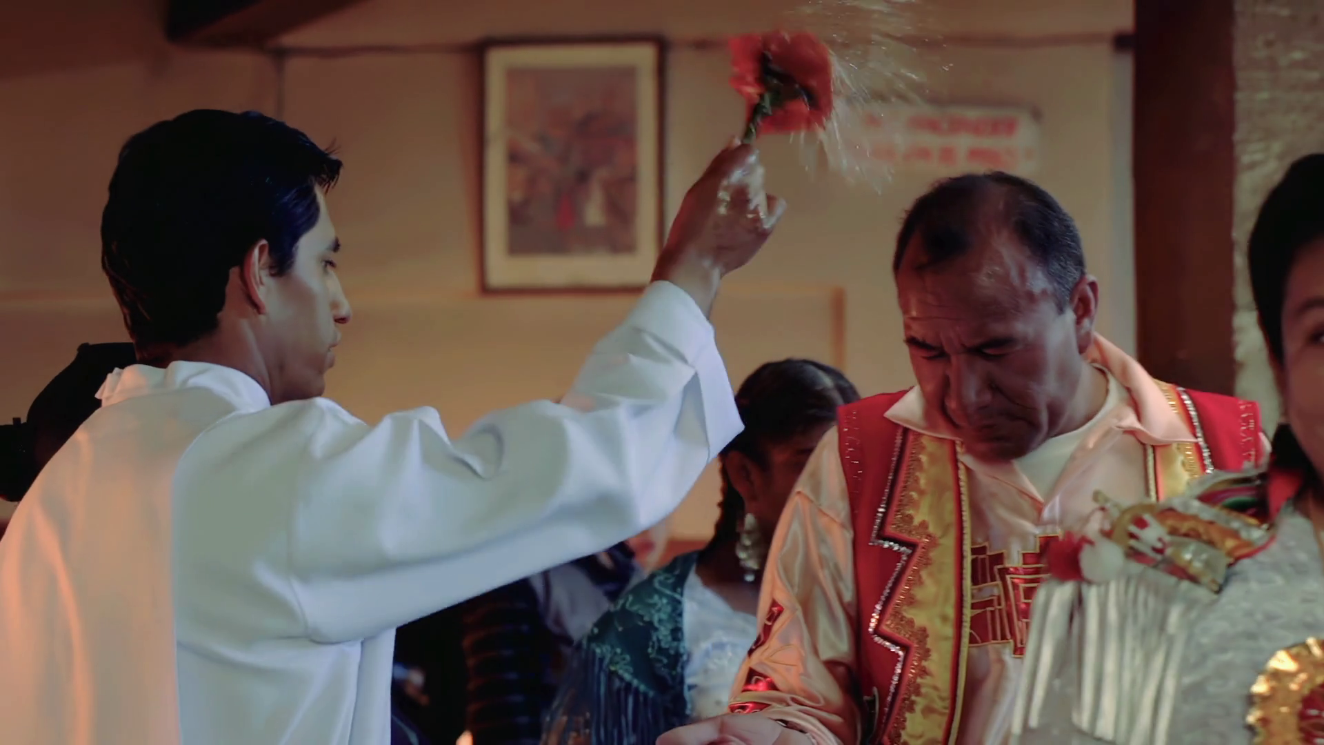 Priest Sprinkling Holy Water On Faithful Stock Footage SBV-352837298 ...