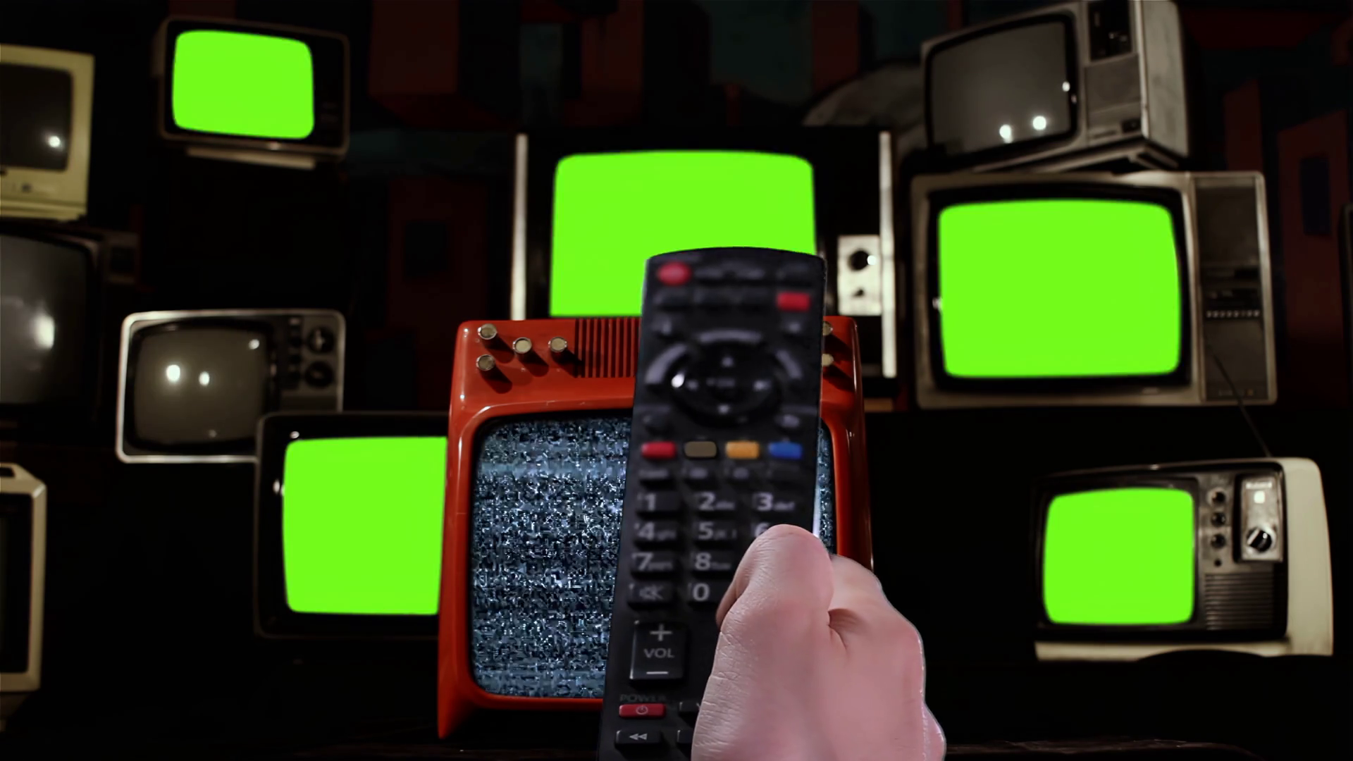 Remote Control Turning On Off Old Tvs With Stock Footage SBV-351896759 ...