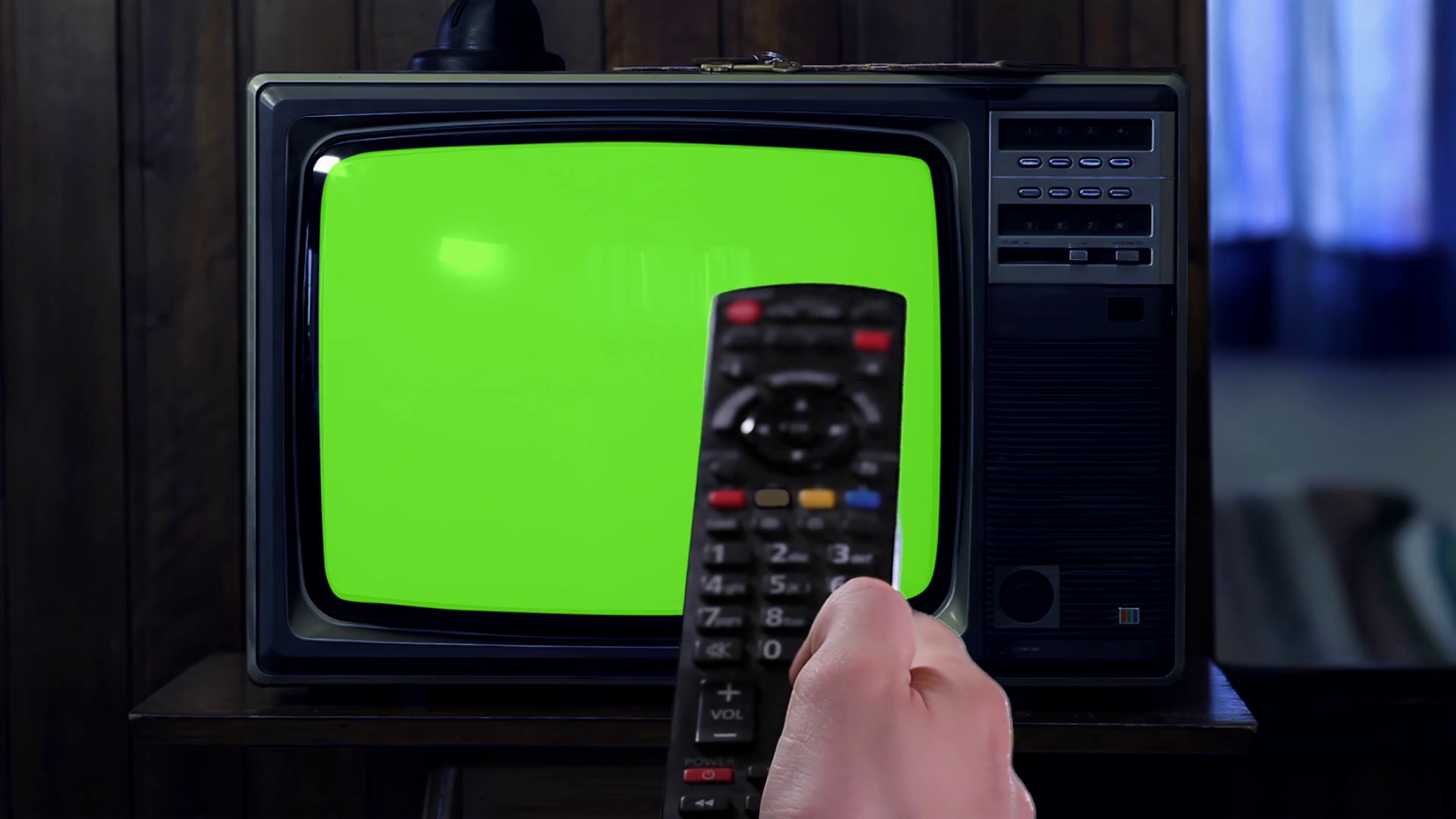Remote Control Turning On Off Old Tv With Stock Footage SBV-351897005 ...