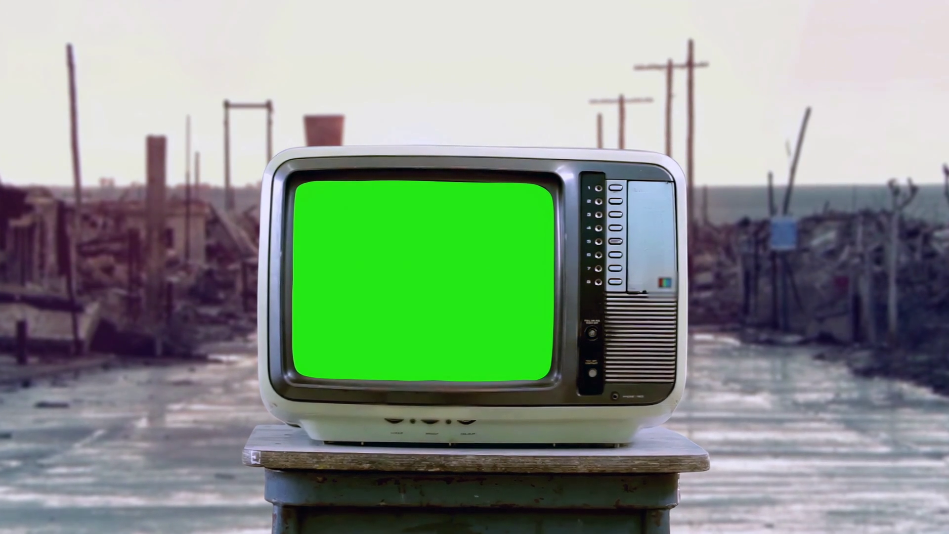 Old Tv Set With Green Screen On Street In Stock Footage SBV-352825035 ...