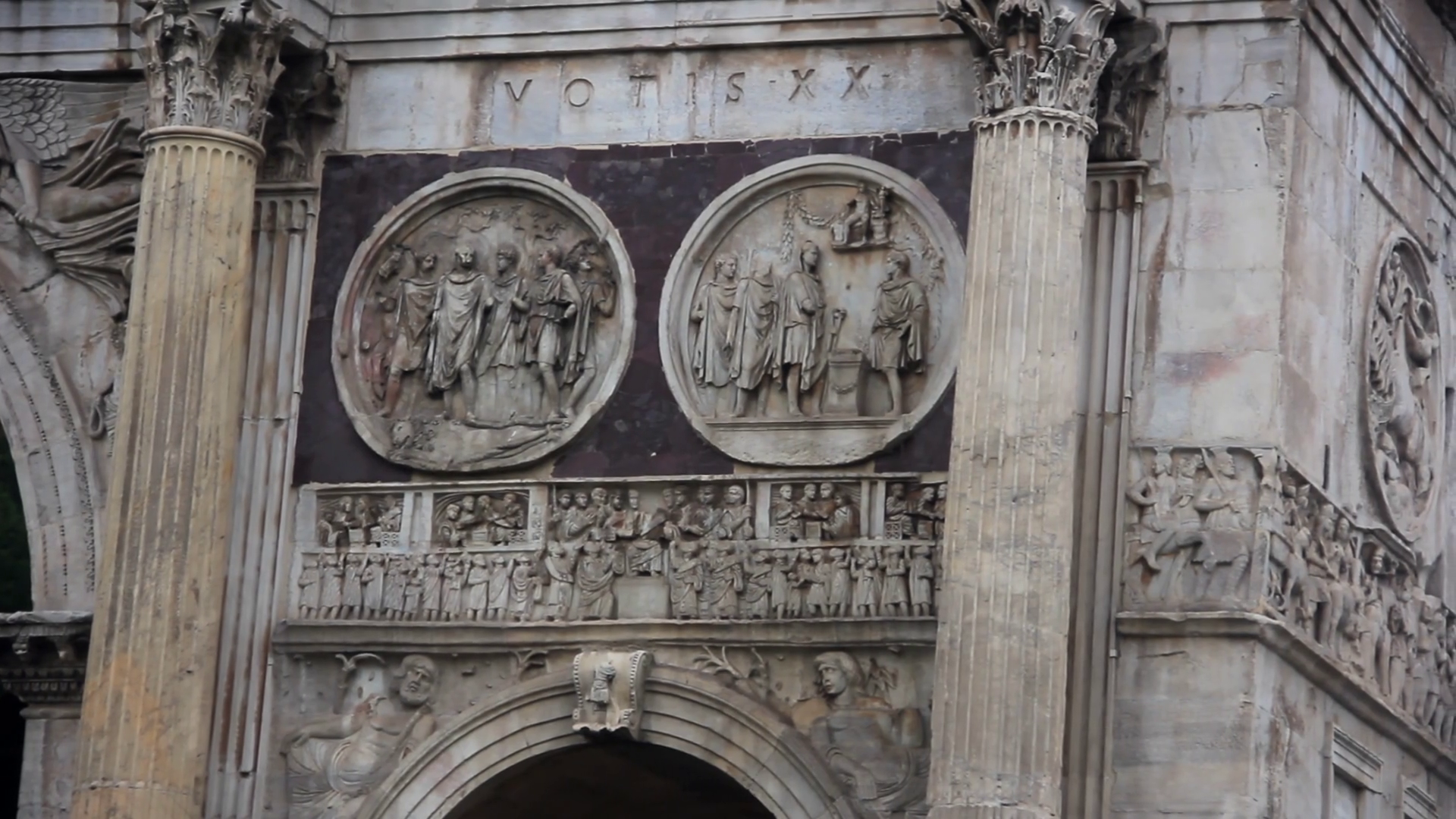 Round Reliefs Frieze Above East Arch Of Arch Stock Footage SBV ...