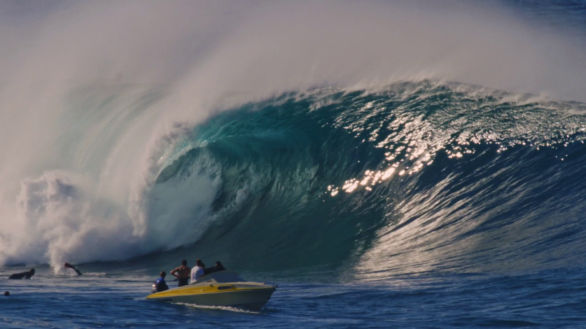 A Towering Wave Crashes With Mist Rising Stock Footage SBV-351696446 ...