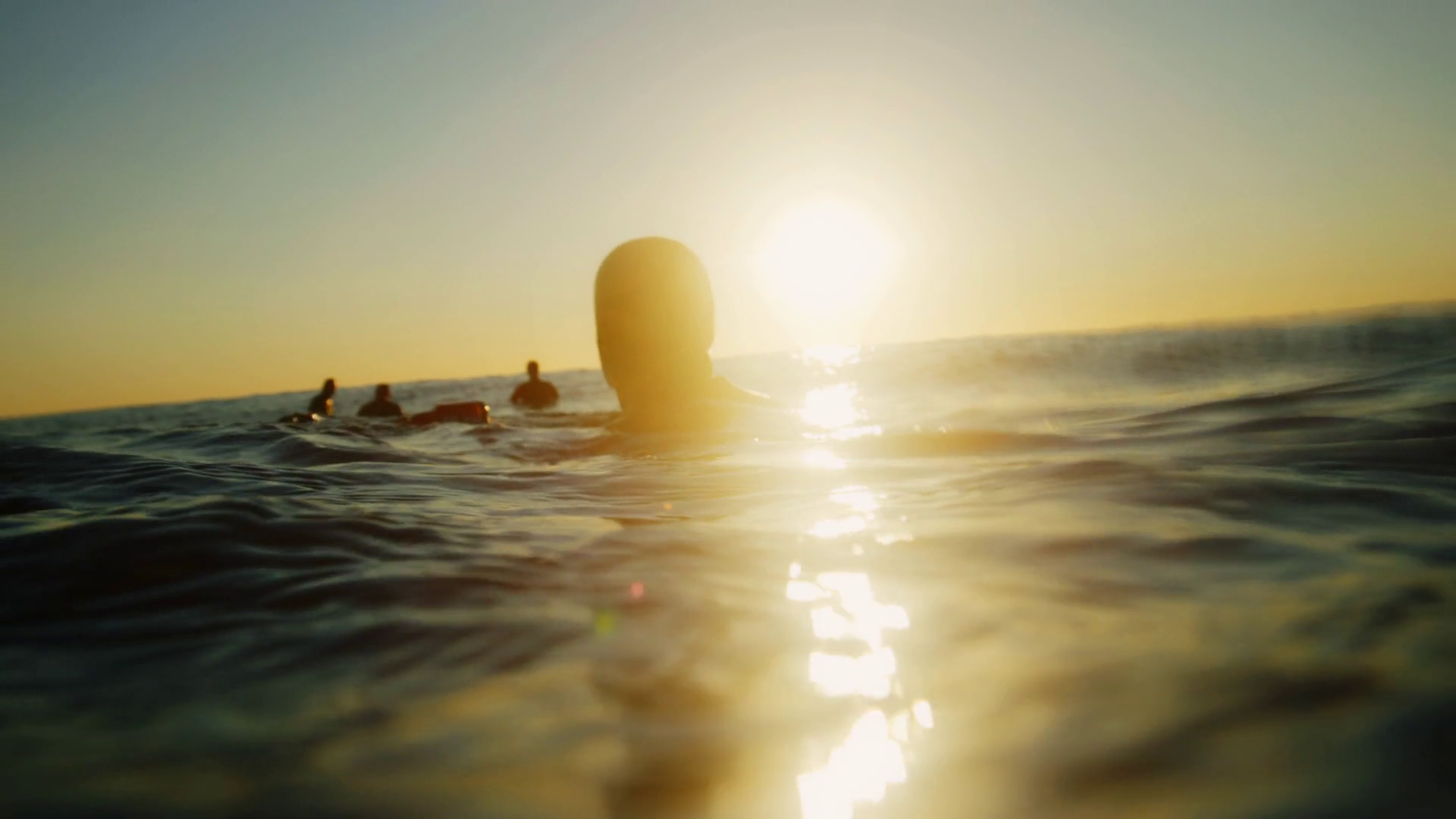 Backlit Surf Photographer Swimming At Ocean Stock Footage SBV-351679311 ...