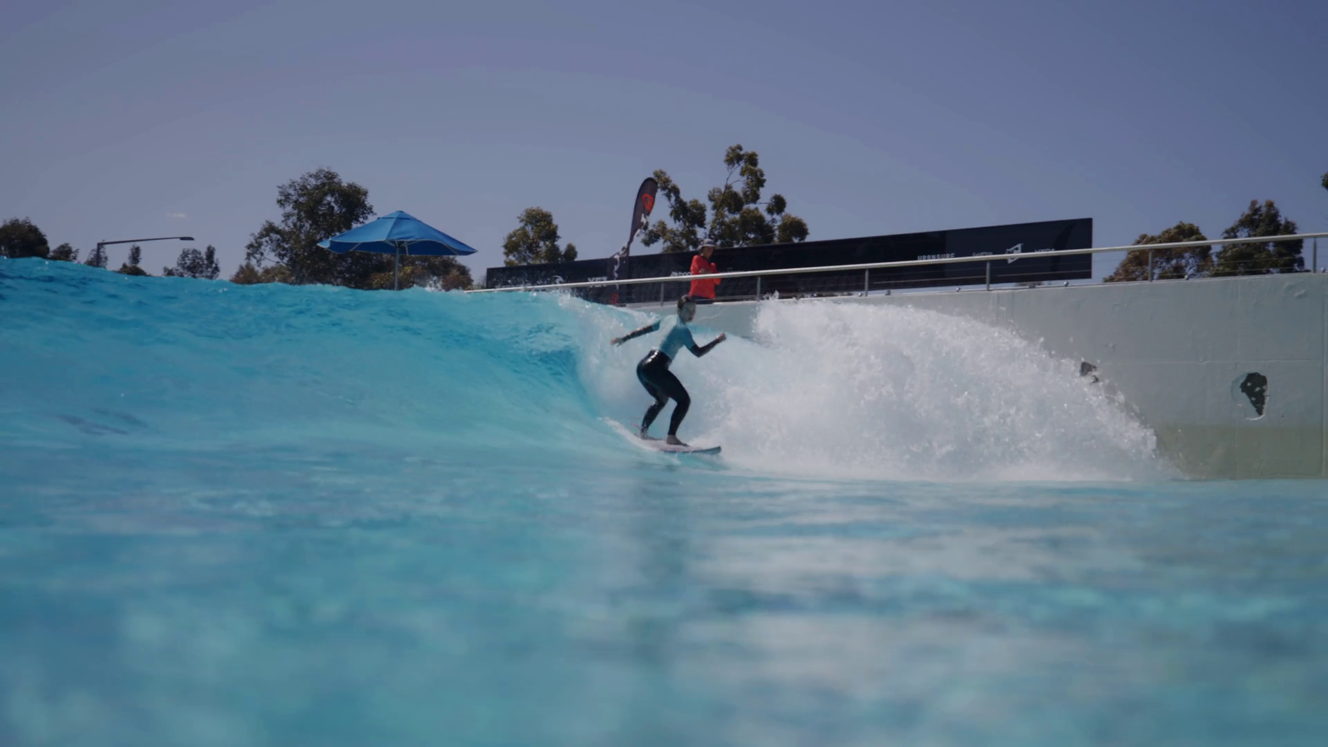 Surfers Ride Artificial Waves In Pool With Stock Footage SBV-351713135 ...