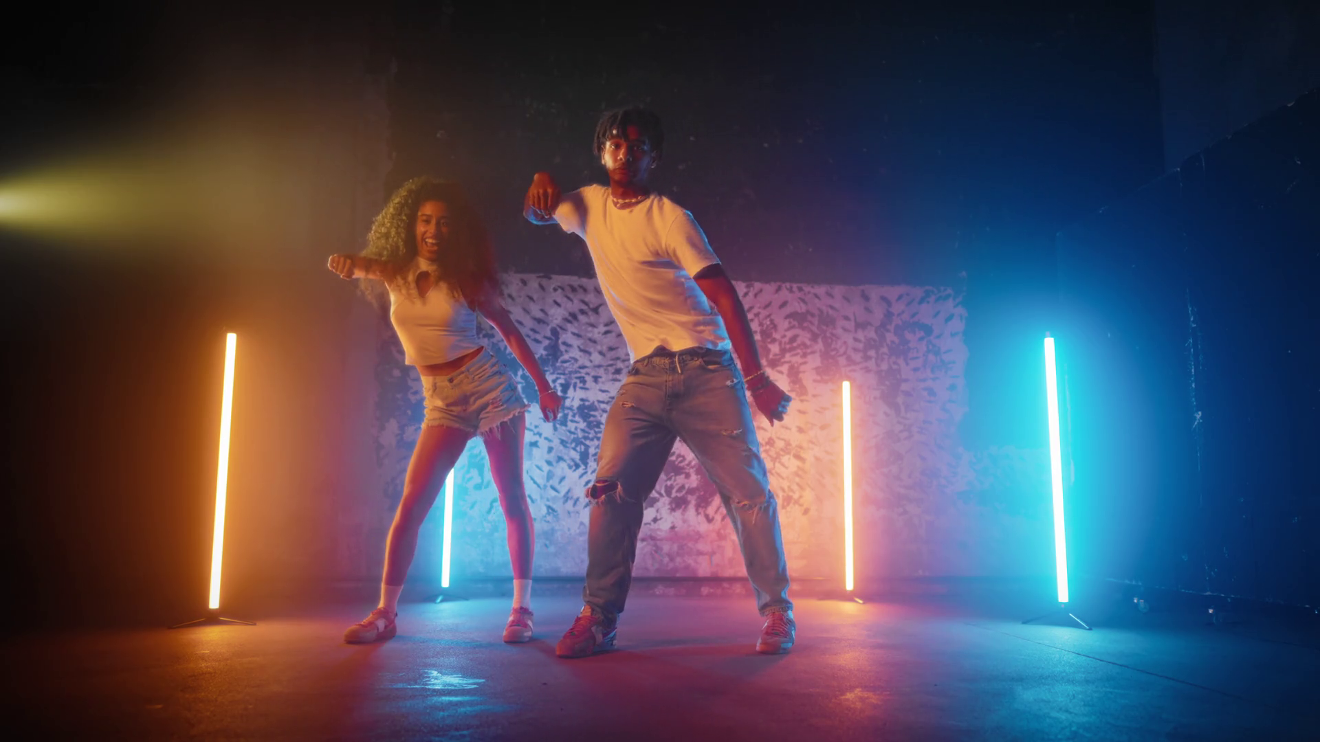 Positive Male Female Dancers Moving Actively Stock Footage SBV ...