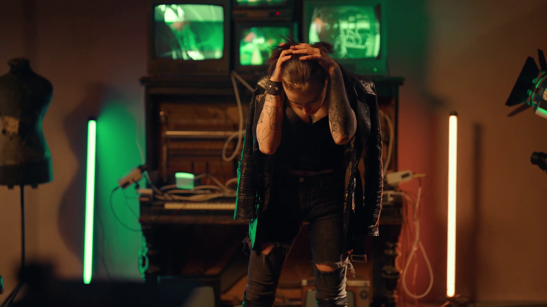 Lonely Depressed Woman Standing Alone In Stock Footage SBV-351735890 ...