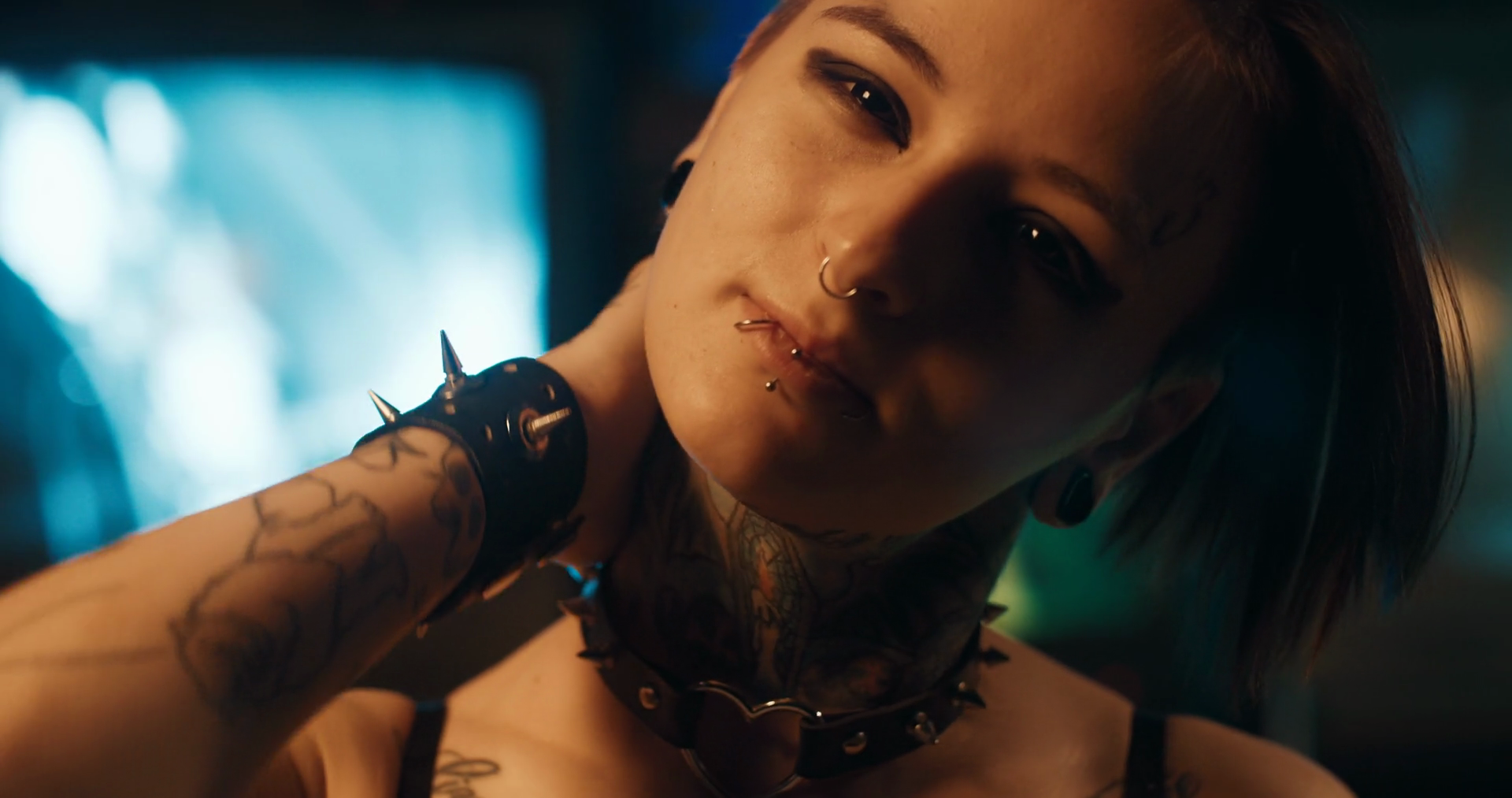 Closeup Portrait Of Lady With Piercing Stock Footage SBV-351780797 ...
