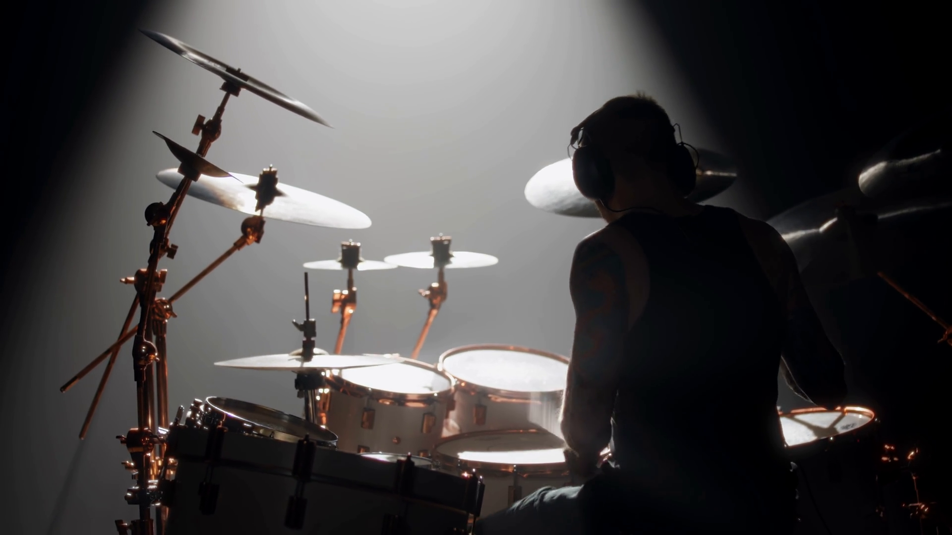 Skilled Drummer Beating Rhythm On Drum Kit Stock Footage SBV-351796993 ...