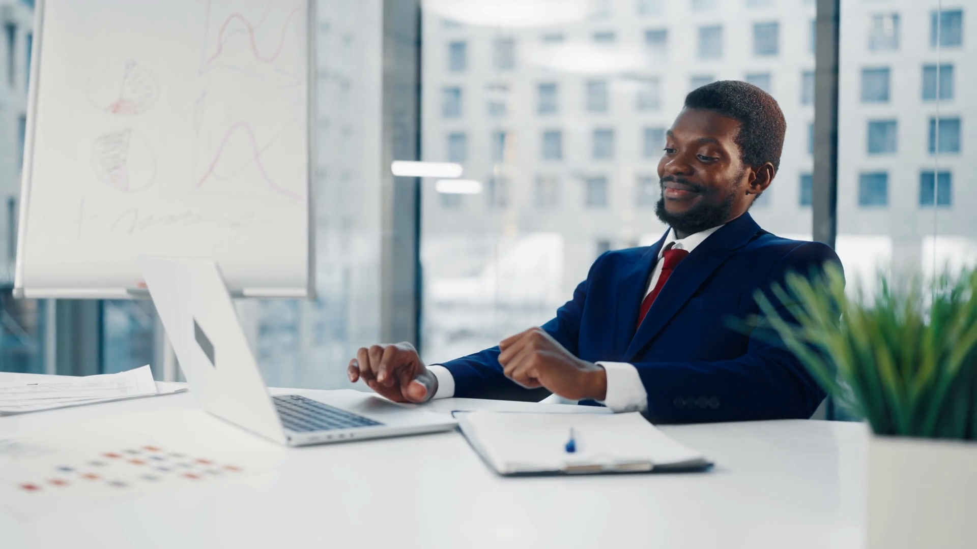 Successful Business Deal Black Man Typing Stock Footage SBV-351861022 ...