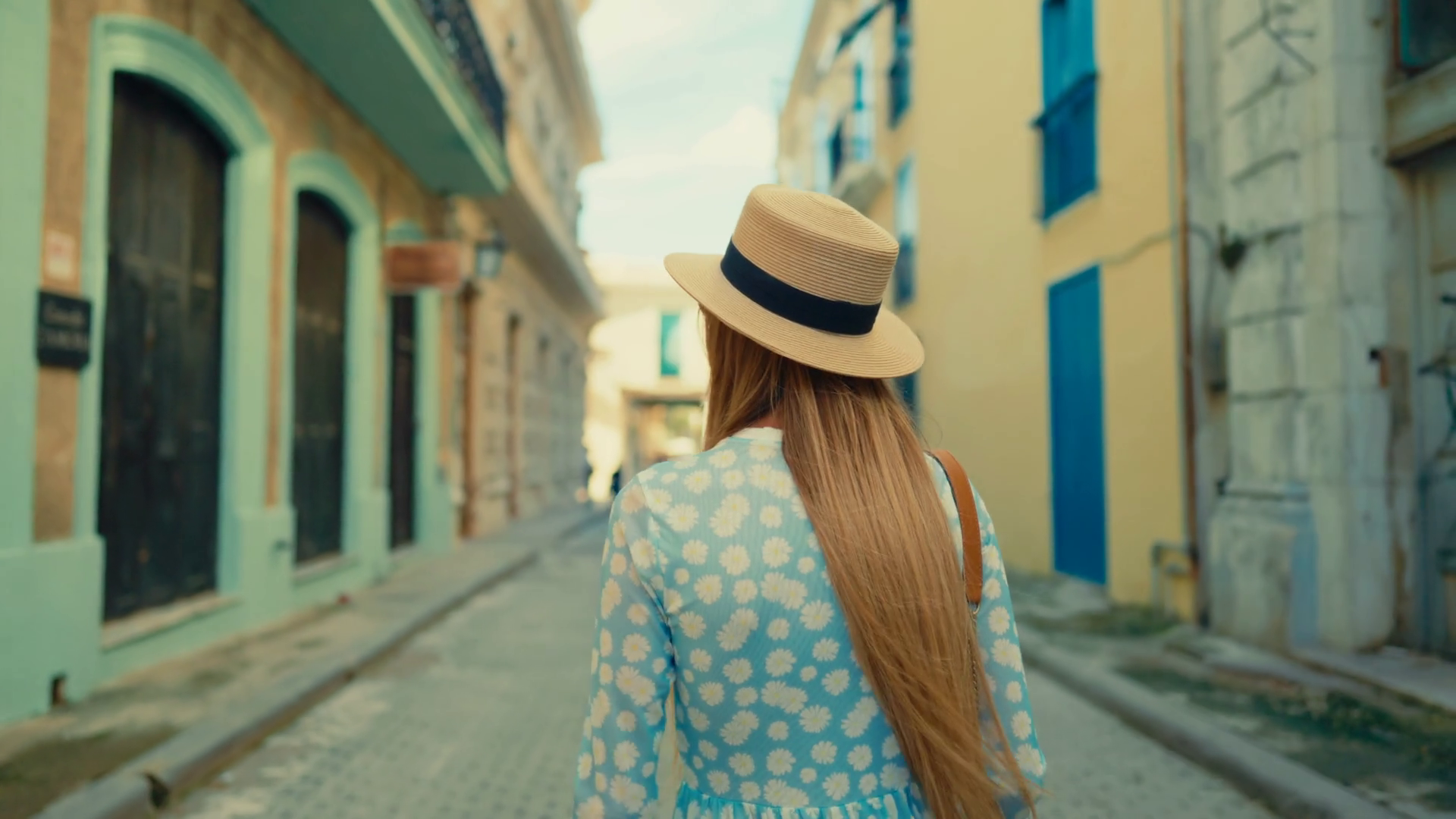 Traveling In Old Town Back View Of Female Stock Footage SBV-351935432 ...