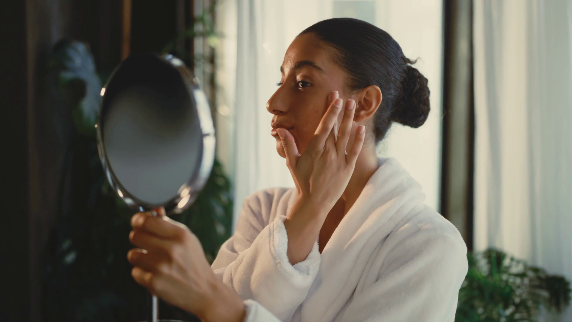Young Mixed Race Woman Applying Moisturizing Stock Footage SBV ...