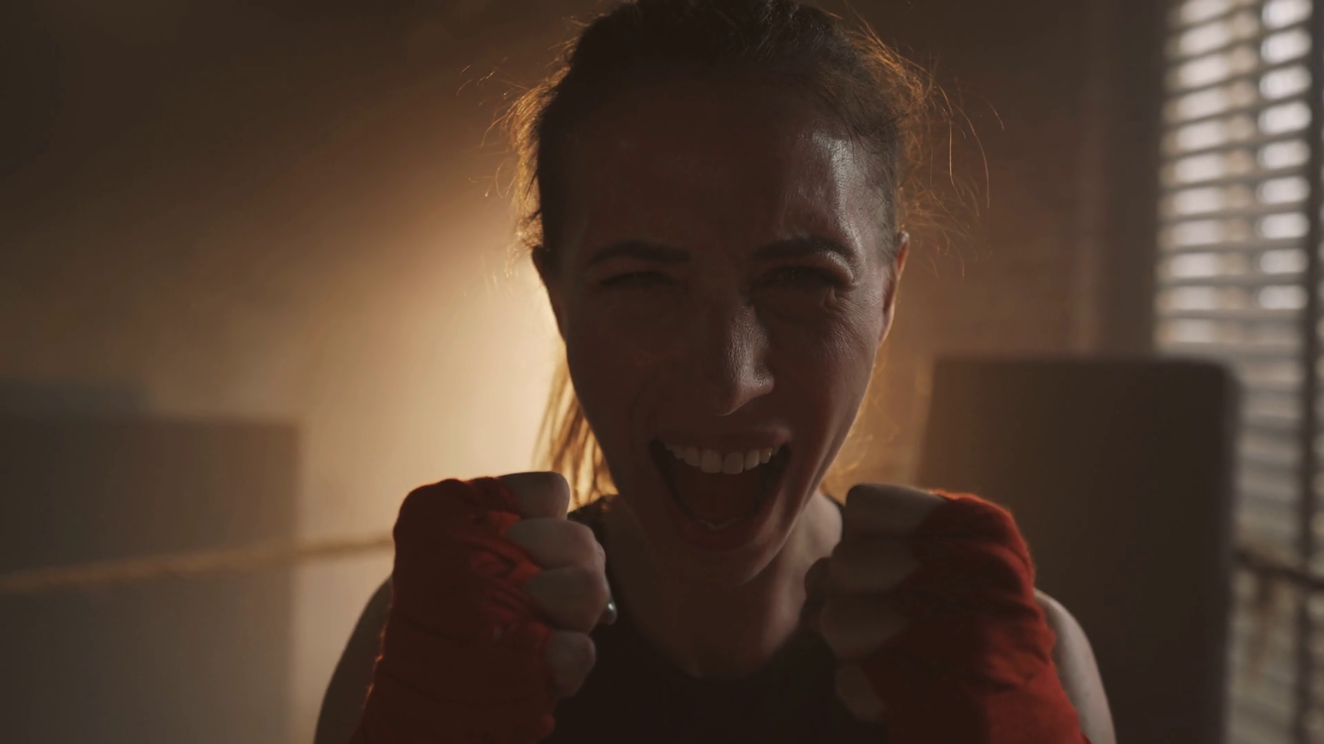 Portrait Of Athletic Woman In Pose Punching Stock Footage SBV-352207036 ...