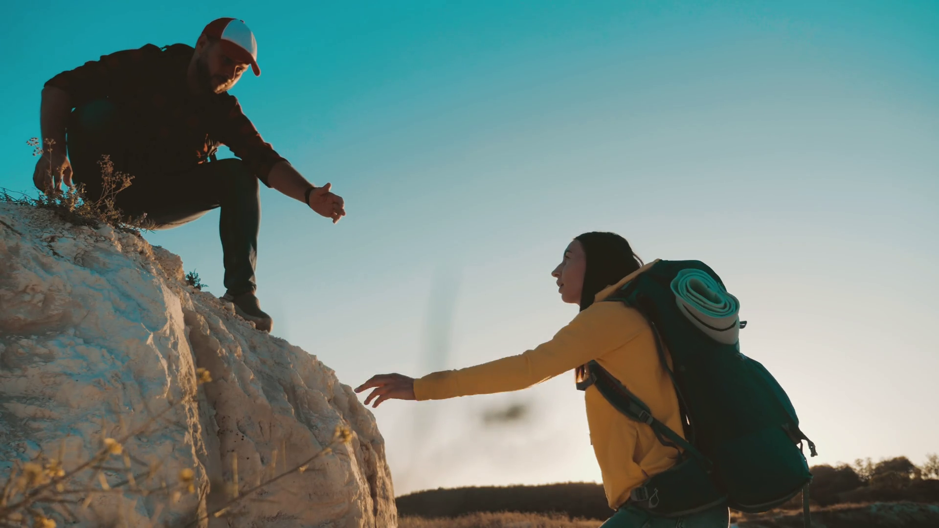 Helping Hand Man Giving Hand Teammate To Stock Footage SBV-346720439 ...