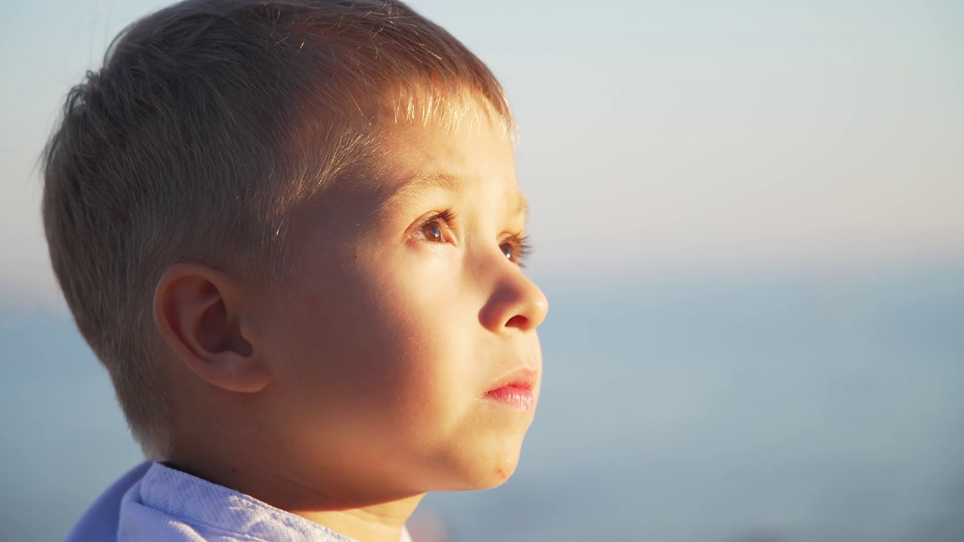 Caucasian Little Boy Looking Up At Sky In Stock Footage SBV-347239471 ...
