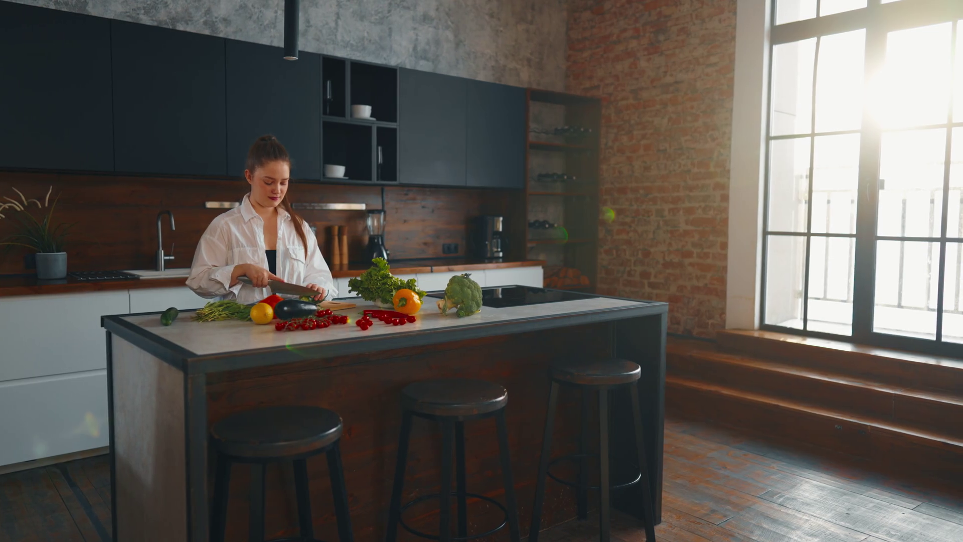 Young Woman Cooking Smiling At Kitchen Girl Stock Footage SBV-348821705 ...
