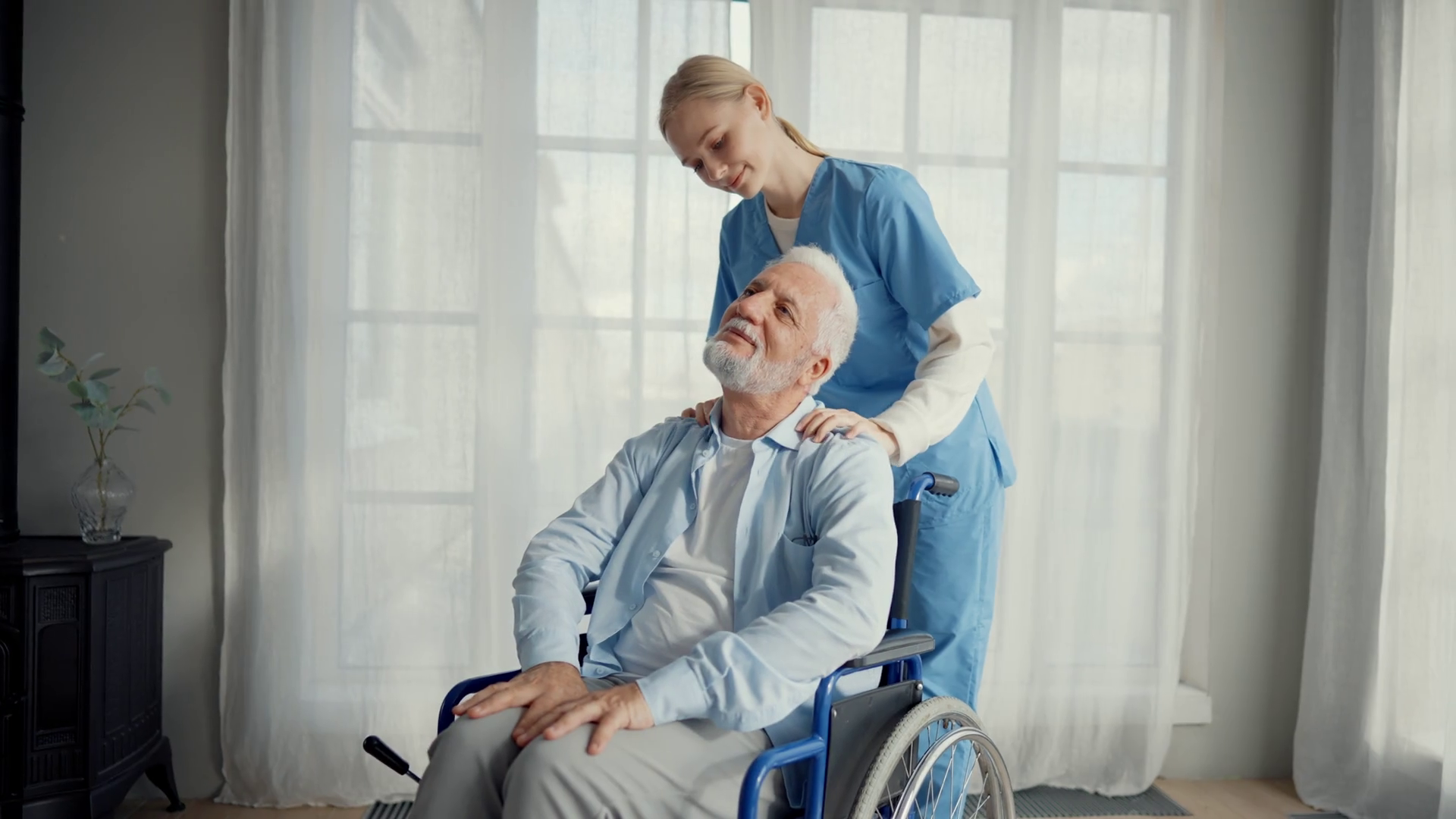 Nurse Giving Massage Neck To Senior Patient Stock Footage SBV-348822016 ...