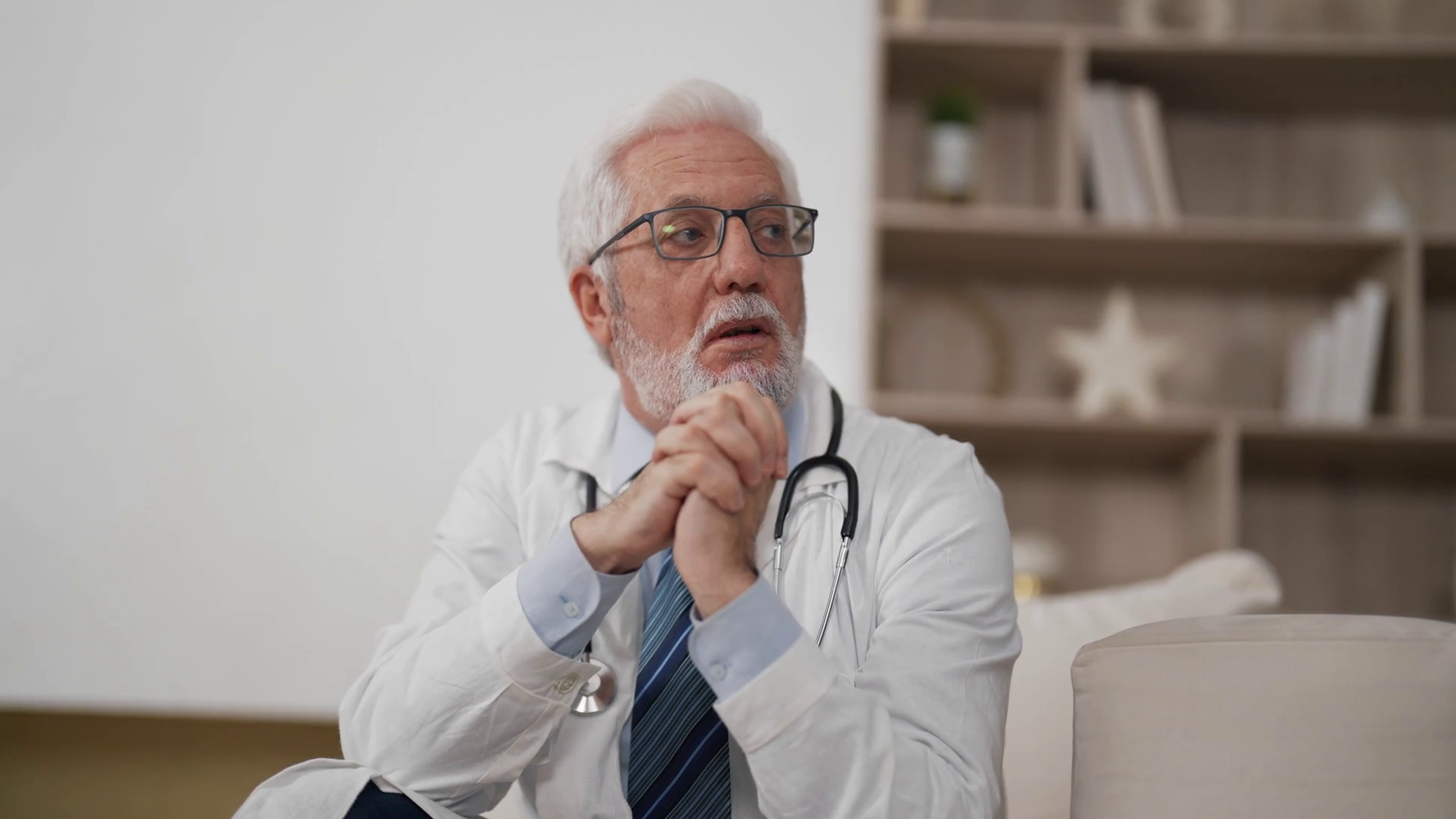 Tired Man Doctor Rubs Face In Hospital Stock Footage SBV-348816033 ...