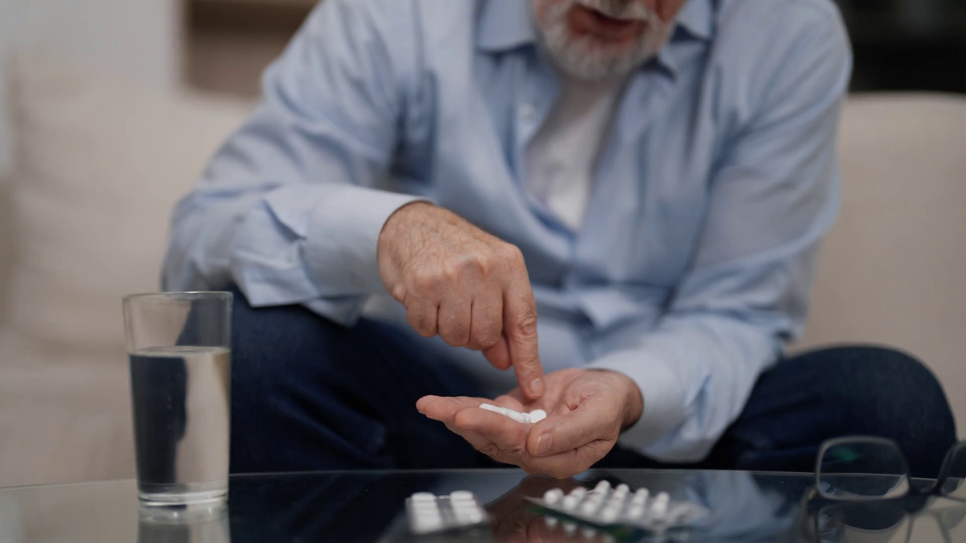 Close Up View Of Senior Man Taking Pills Stock Footage SBV-348823141 ...