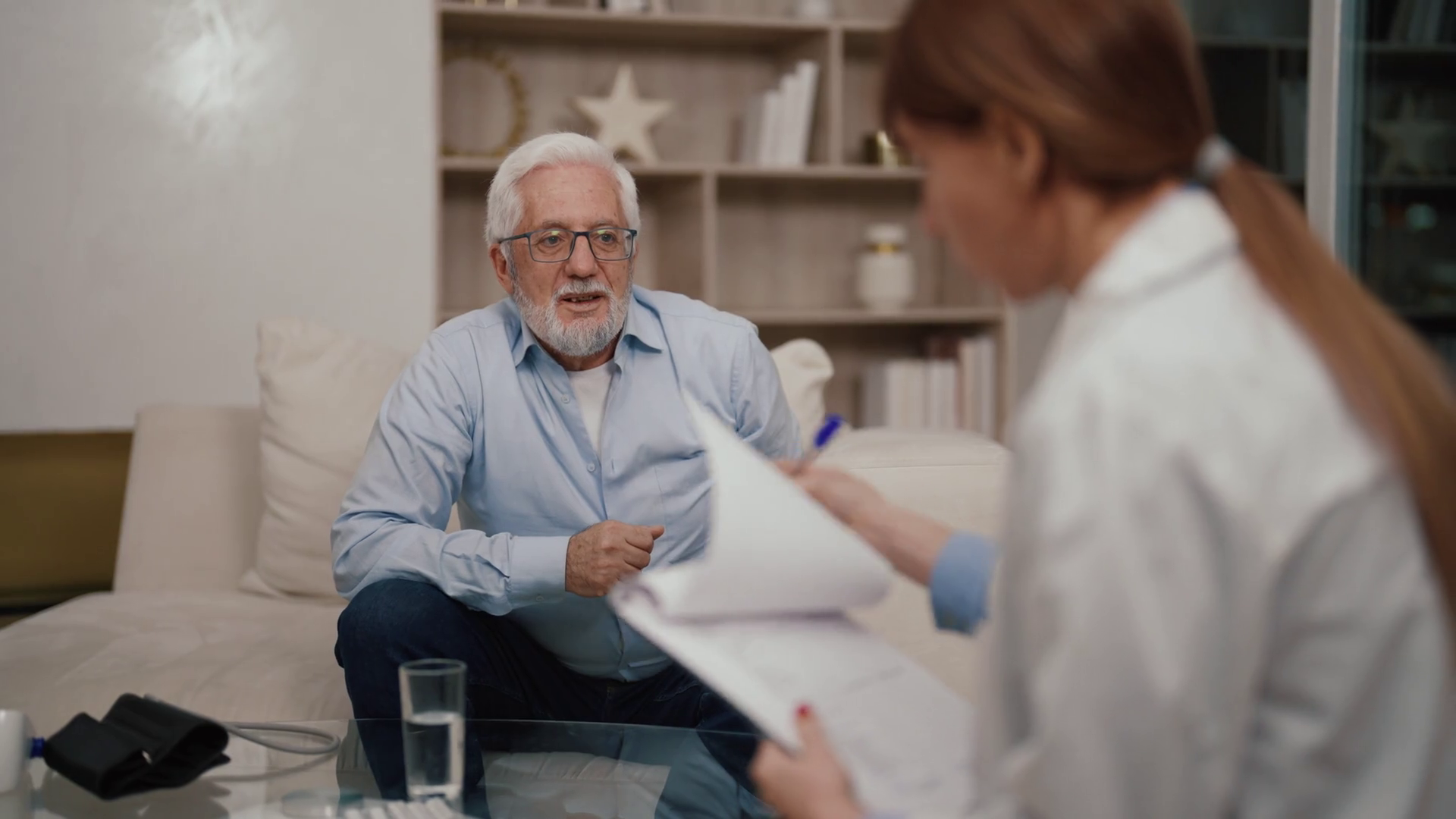Senior Man Visits Geriatric Therapist Old Stock Footage SBV-348822265 ...