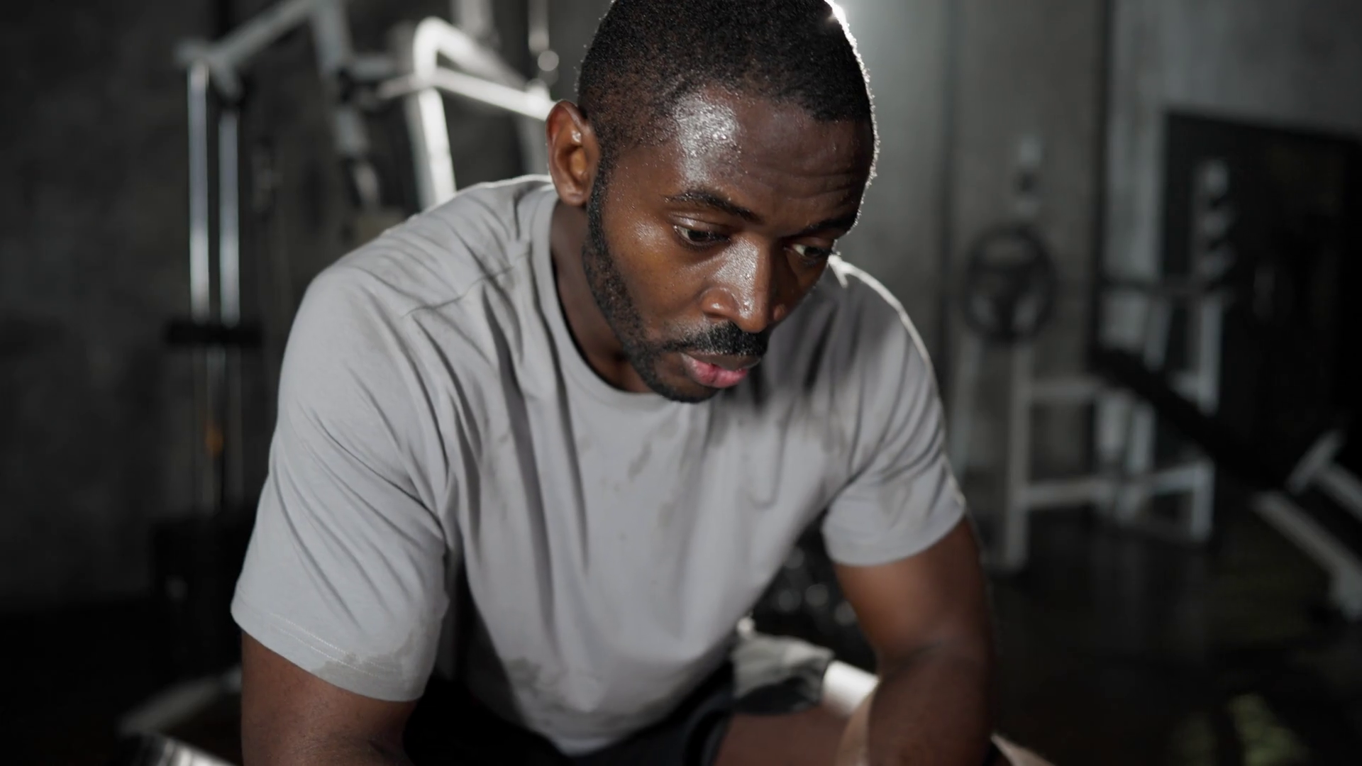 Fighter Breathing Training In Gym Tired Stock Footage SBV-348815055 ...